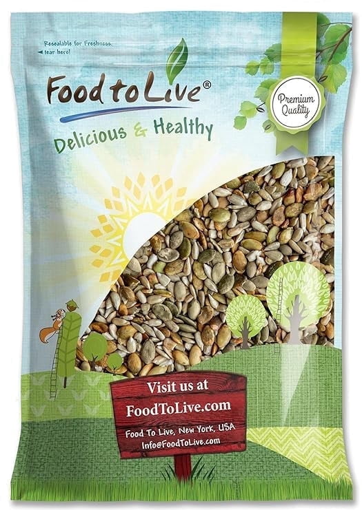 Organic Dry Roasted Sunflower and Pumpkin Seed Mix with Himalayan Salt ...