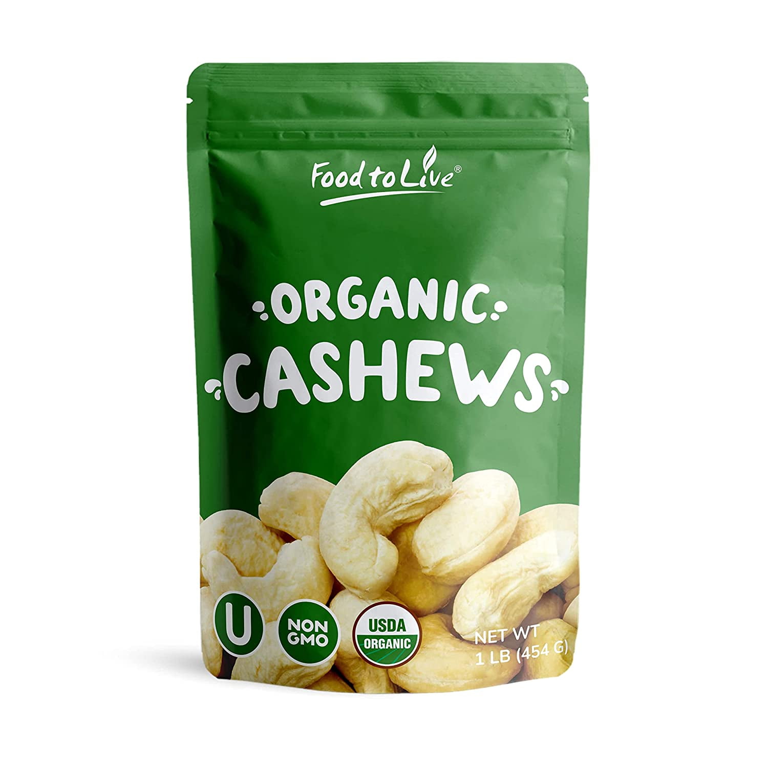 Food to Live Organic Unsalted Dry Roasted Whole Cashews, 1 Pound — Non ...