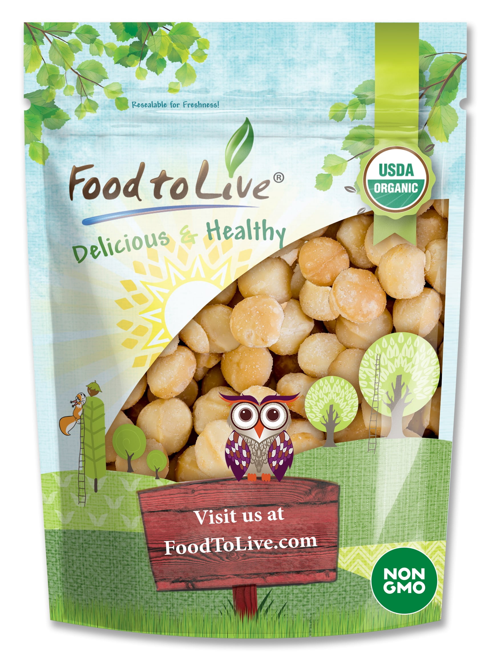 Organic Dry Roasted Whole Macadamia Nuts with Himalayan Salt, 8 Ounces ...