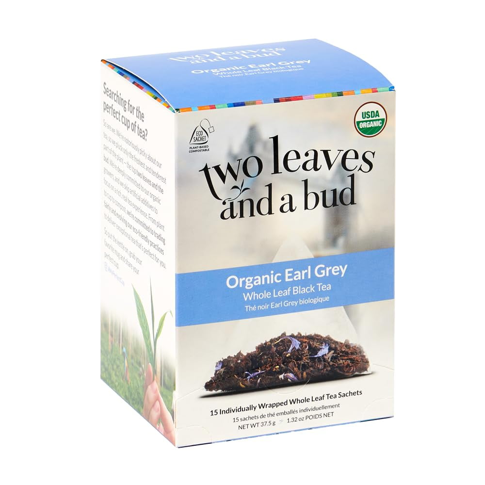 Organic Earl Grey Tea Bags, Whole Leaf Caffeinated Black Tea In ...