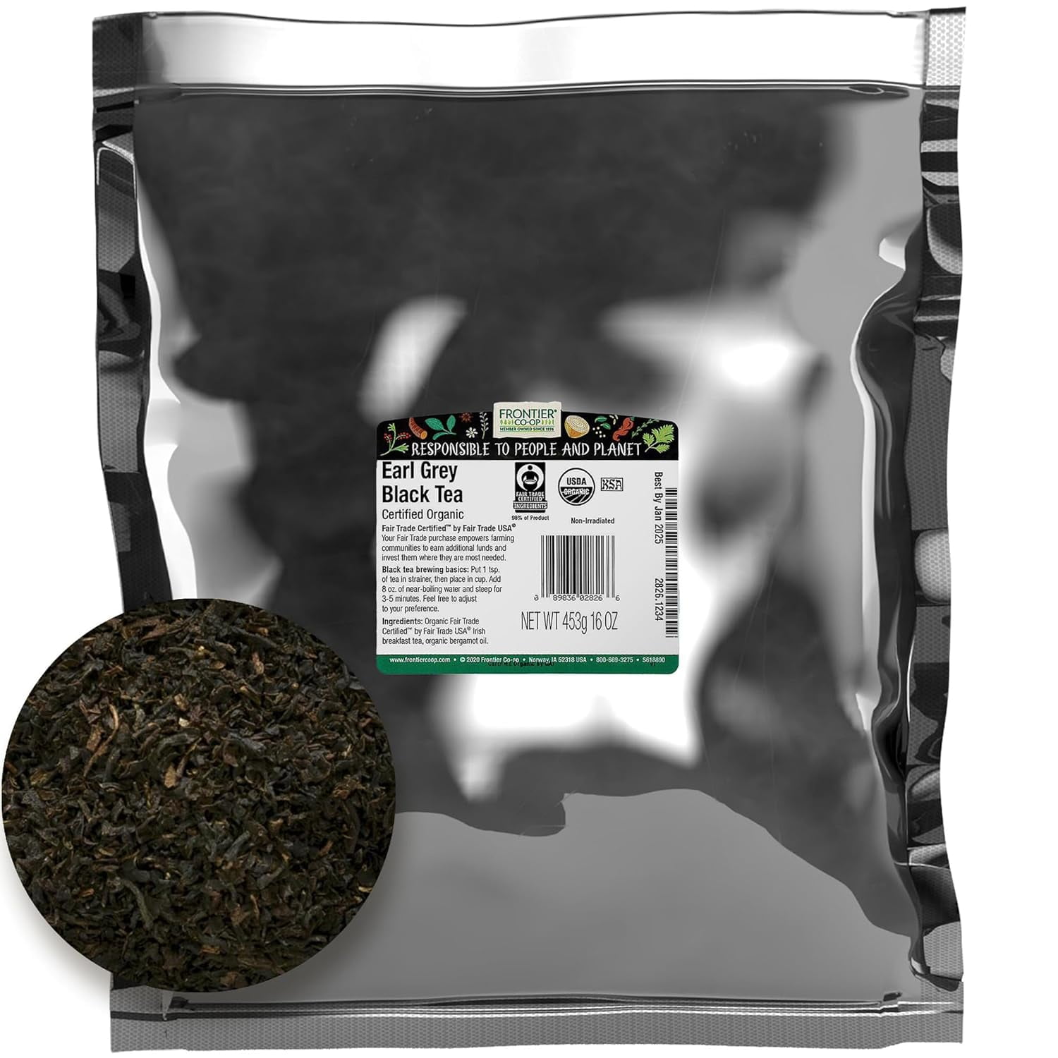 Organic Earl Grey Tea Loose Leaf, 1lb Bulk Bag - Premium Dried Loose ...