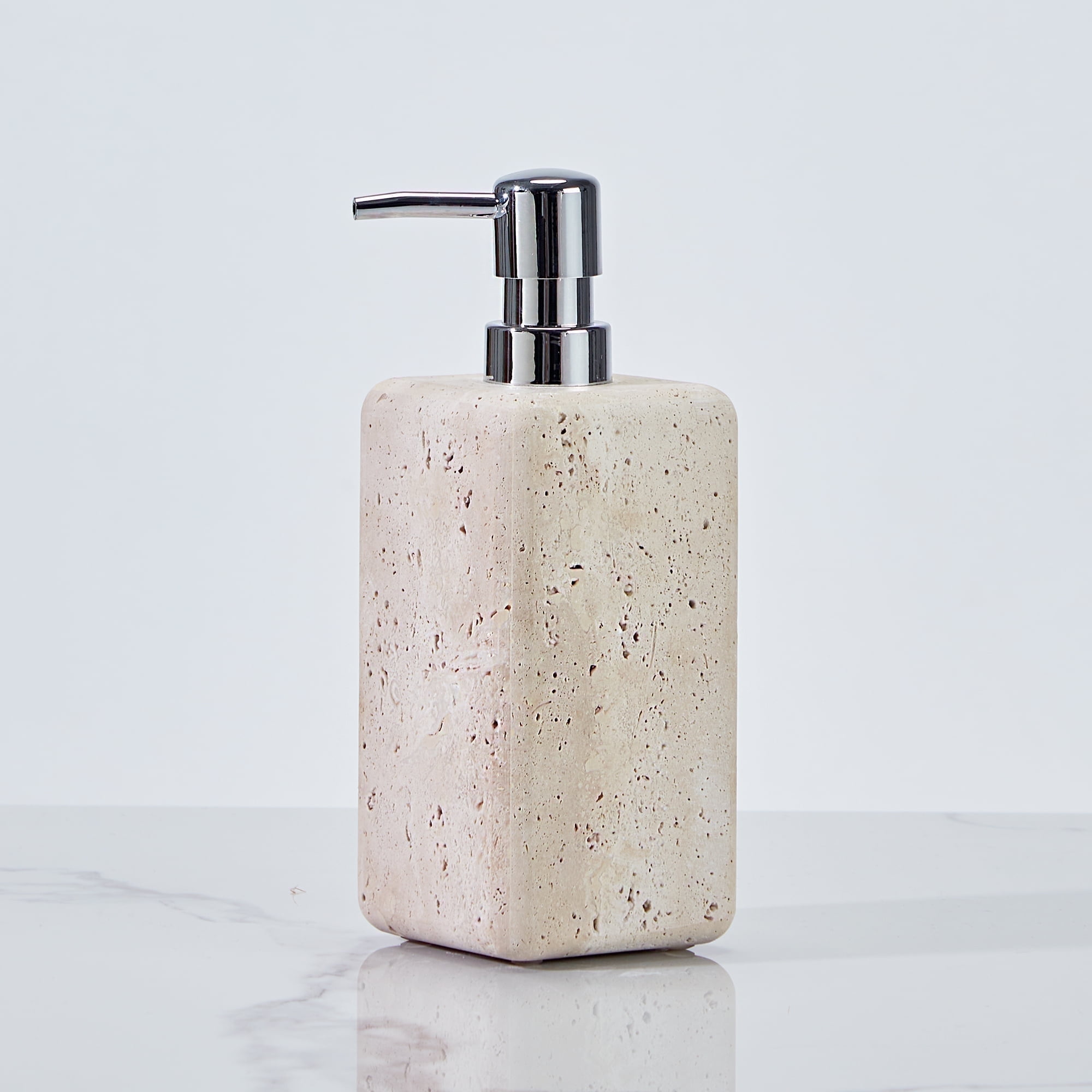 Organic Edge Travertine Soap Pump with Rugged Texture and Unique ...