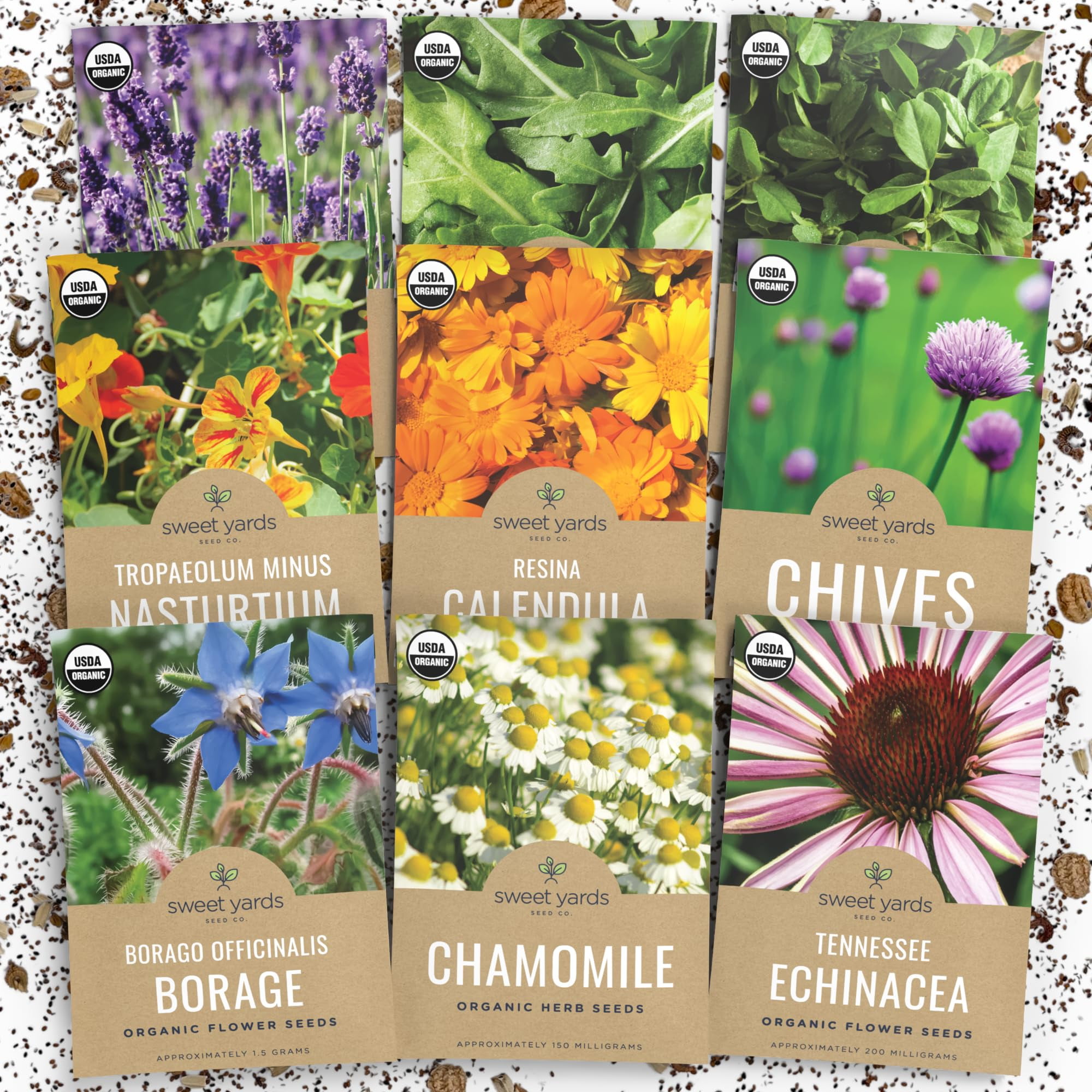 Organic Edible Flower Seeds Variety Pack - MHD19 Individual Packs ...