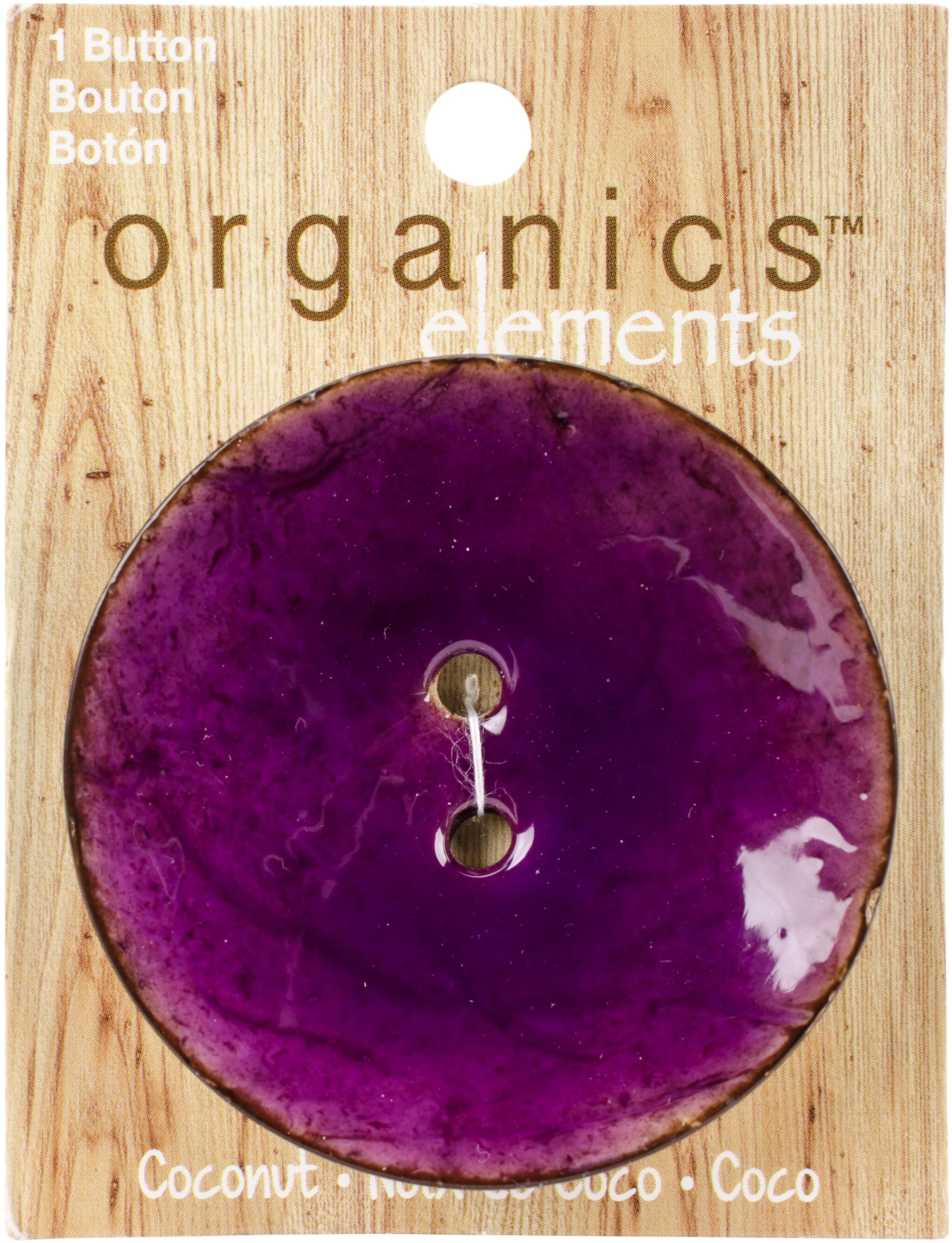Organic Elements-Coconut Buttons 2-1/2" 1/Pkg-Purple - Walmart.com