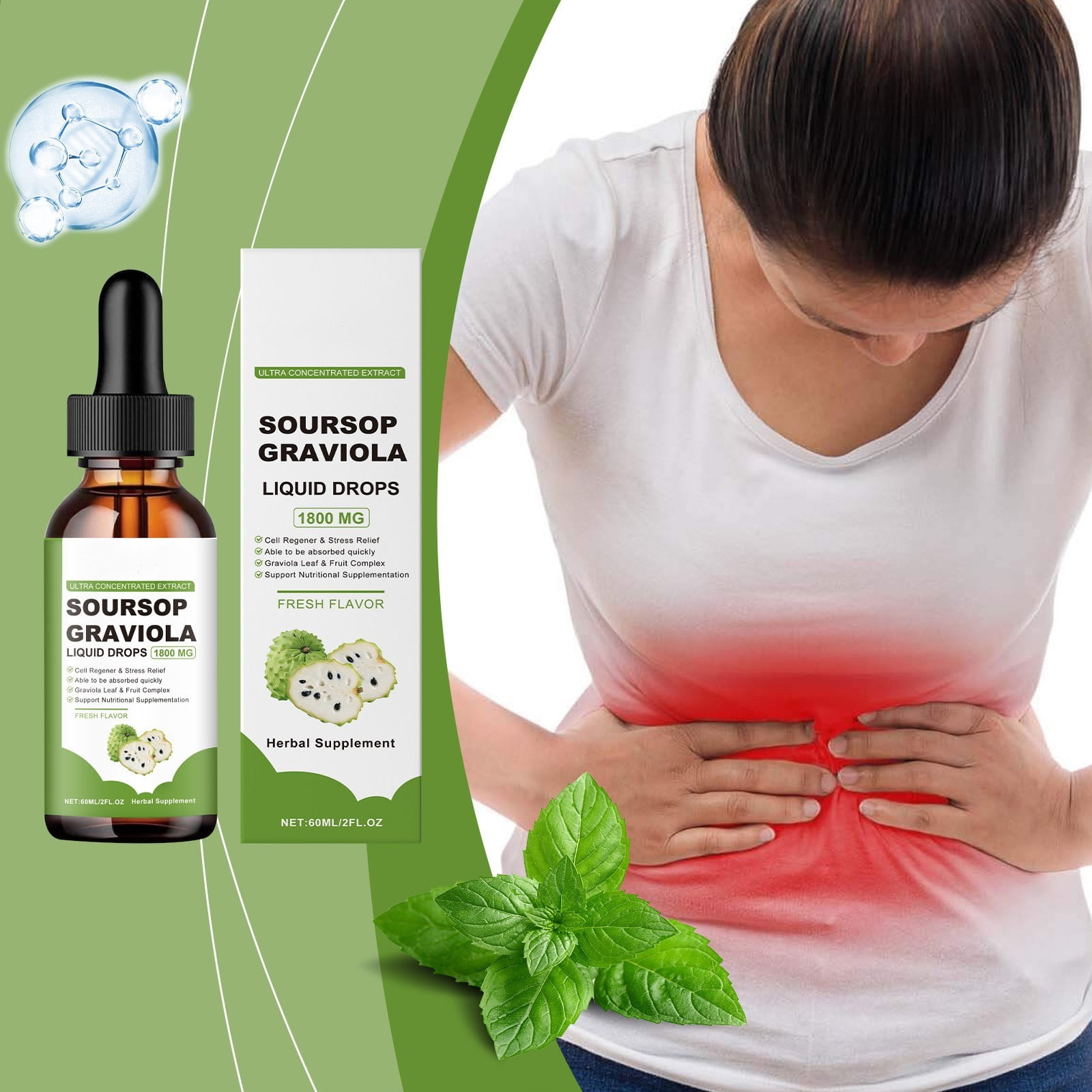 Organic Extract Soursop Drops Pure Organic Extract Natural Formula 60ml ...