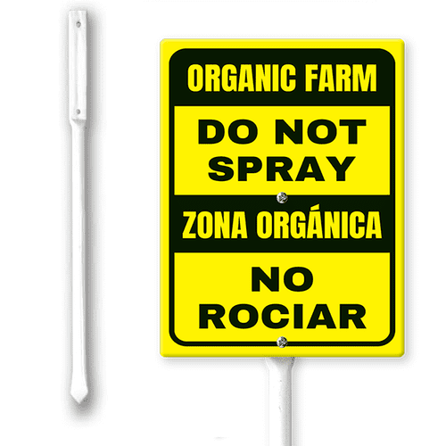 Organic Farm Do Not Spray Bilingual Yard Sign with Stake 8 x 12 inch ...