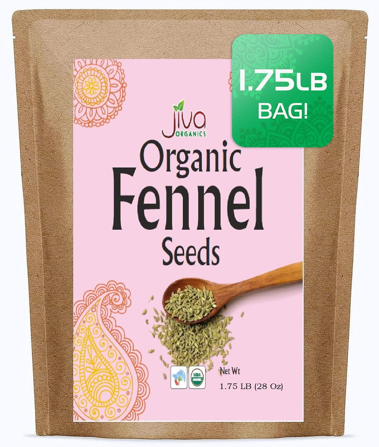 Organic Fennel Seeds 1.75 MFF30 LB LARGE Bulk Bag - Gluten Free, Non ...