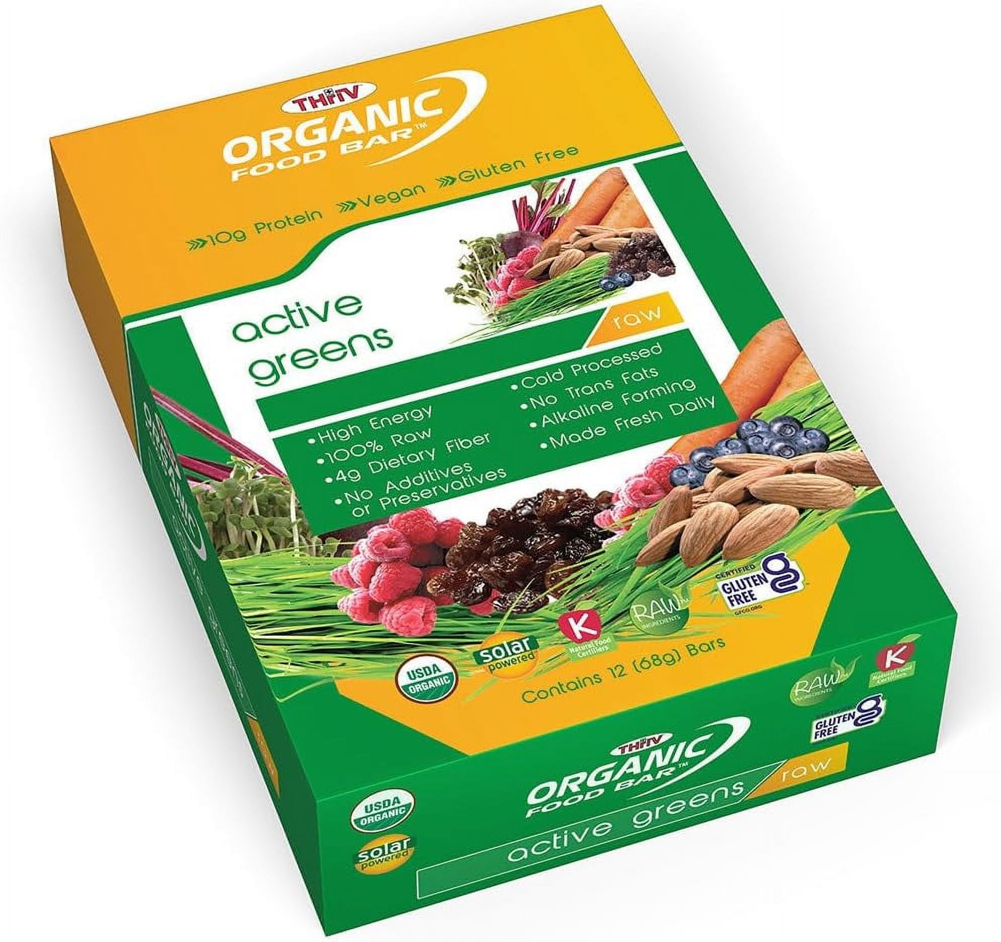 Organic Food Bar Raw Active Greens - 12 Bars Pack of 3 - Walmart.com