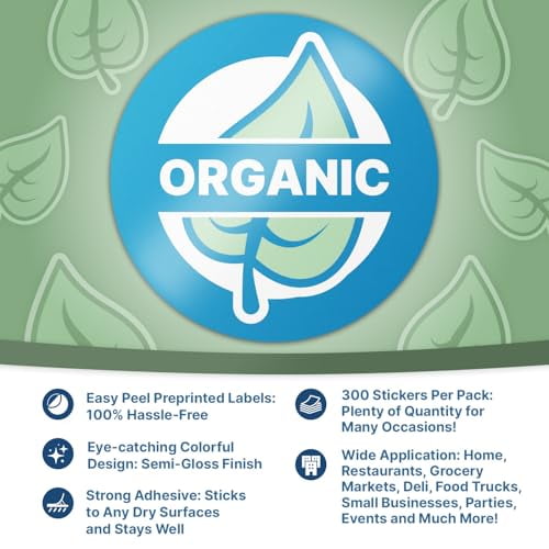 Organic Food Labeling Stickers (1.5 inch, Round - 1200 Labels) Circle ...