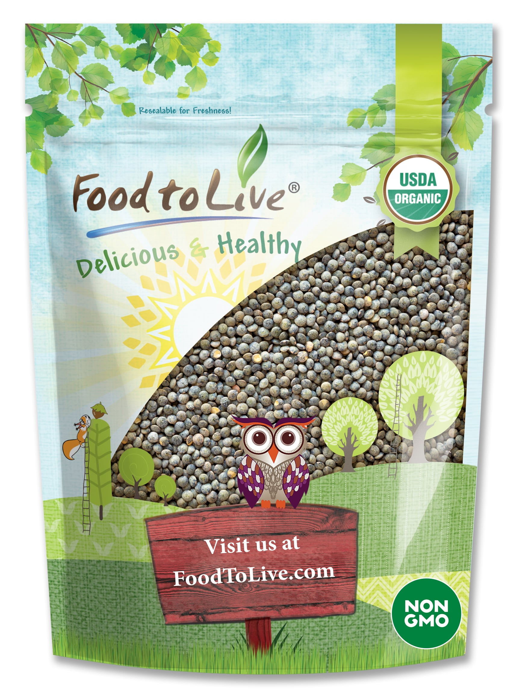 Food to Live Organic French Green Lentils - 8oz Non-GMO, Kosher, Vegan ...