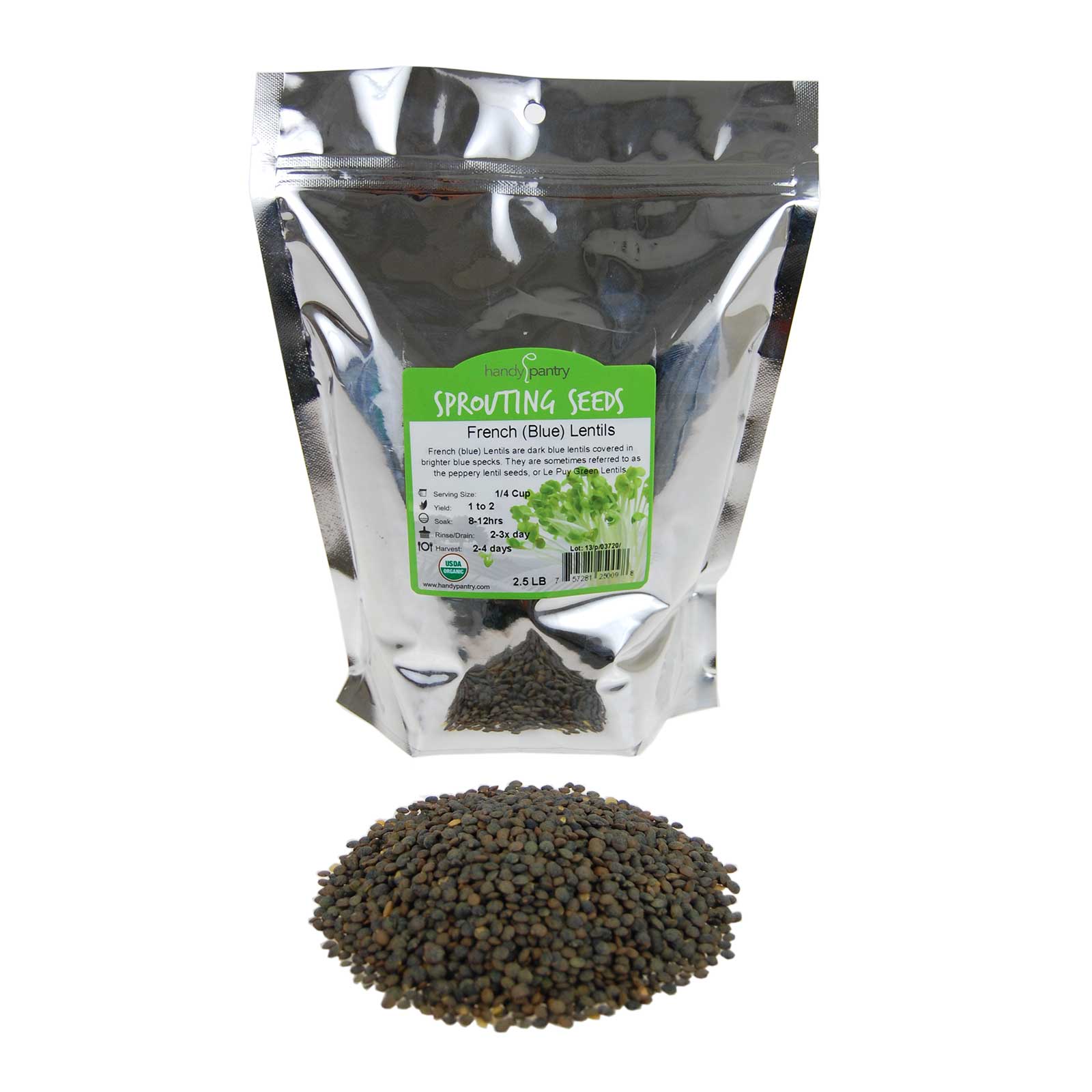 Organic French Lentil Sprouting Seeds - 2.5 Lb - French (Blue) Lentils ...