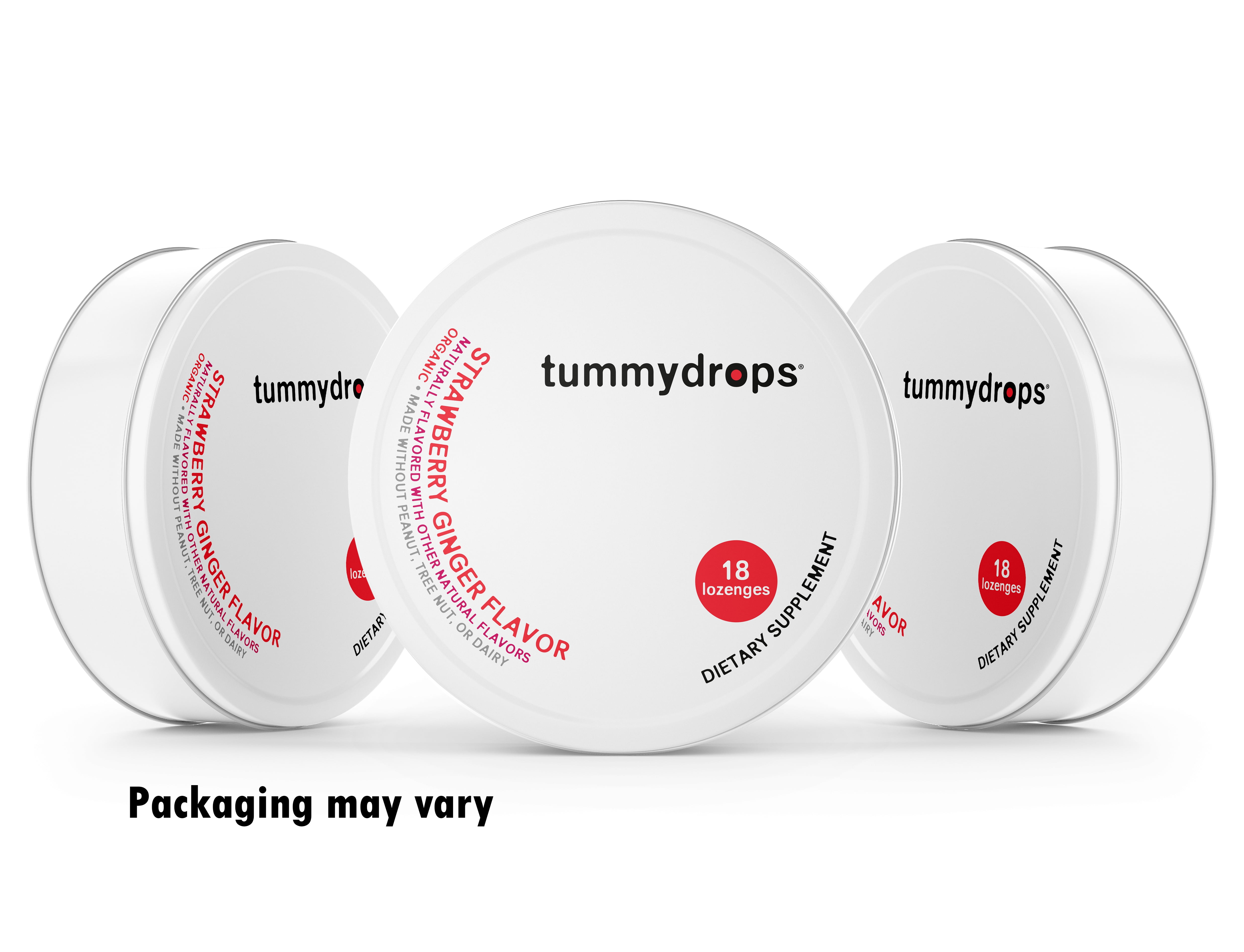 Organic Fresh Strawberry Ginger Tummydrops (Pack with 3 Tins, 54 drops ...