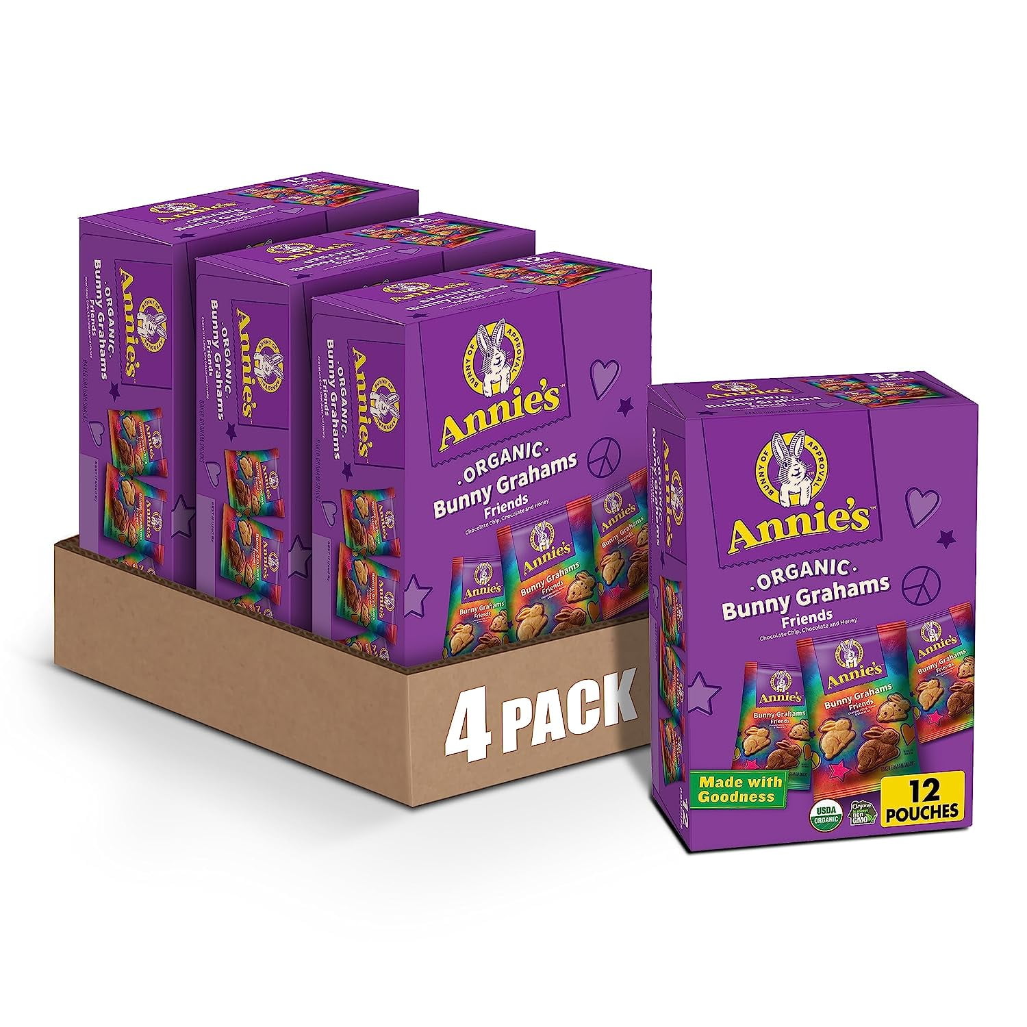 Organic Friends Bunny Graham Snacks, Chocolate Chip, Chocolate & Honey ...