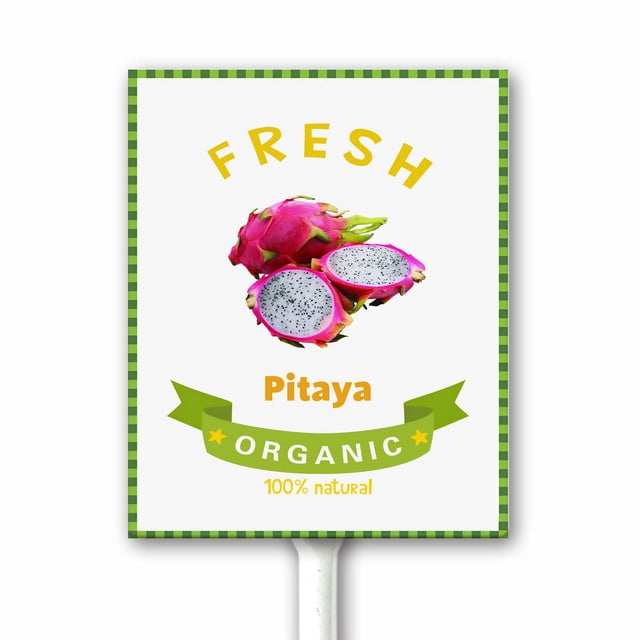 Organic Fruit Yard Sign With Stake Pitaya Fresh Fruit Metal Sign for ...