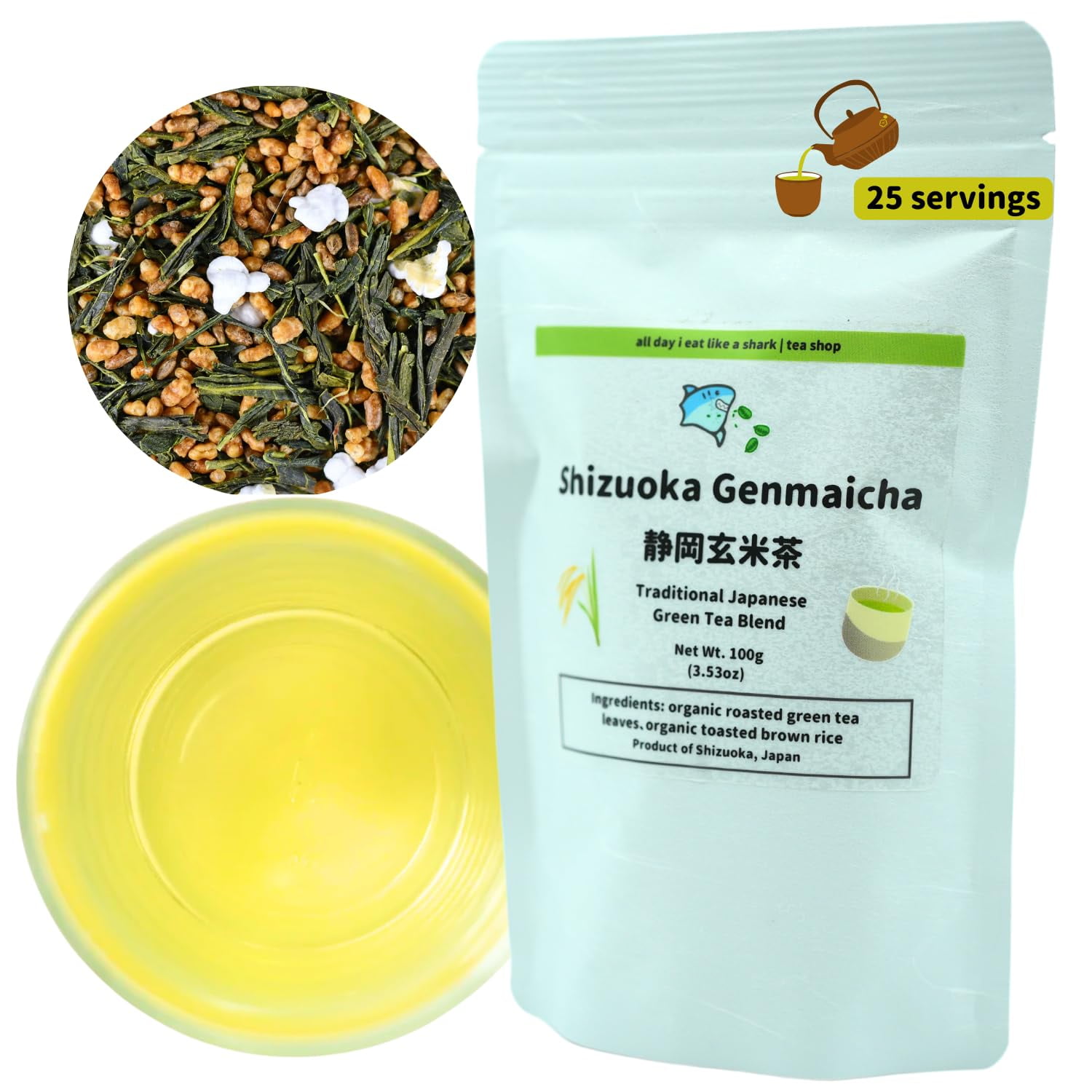 Organic Genmaicha Green Tea - Loose Leaf Japanese Sencha With Roasted ...