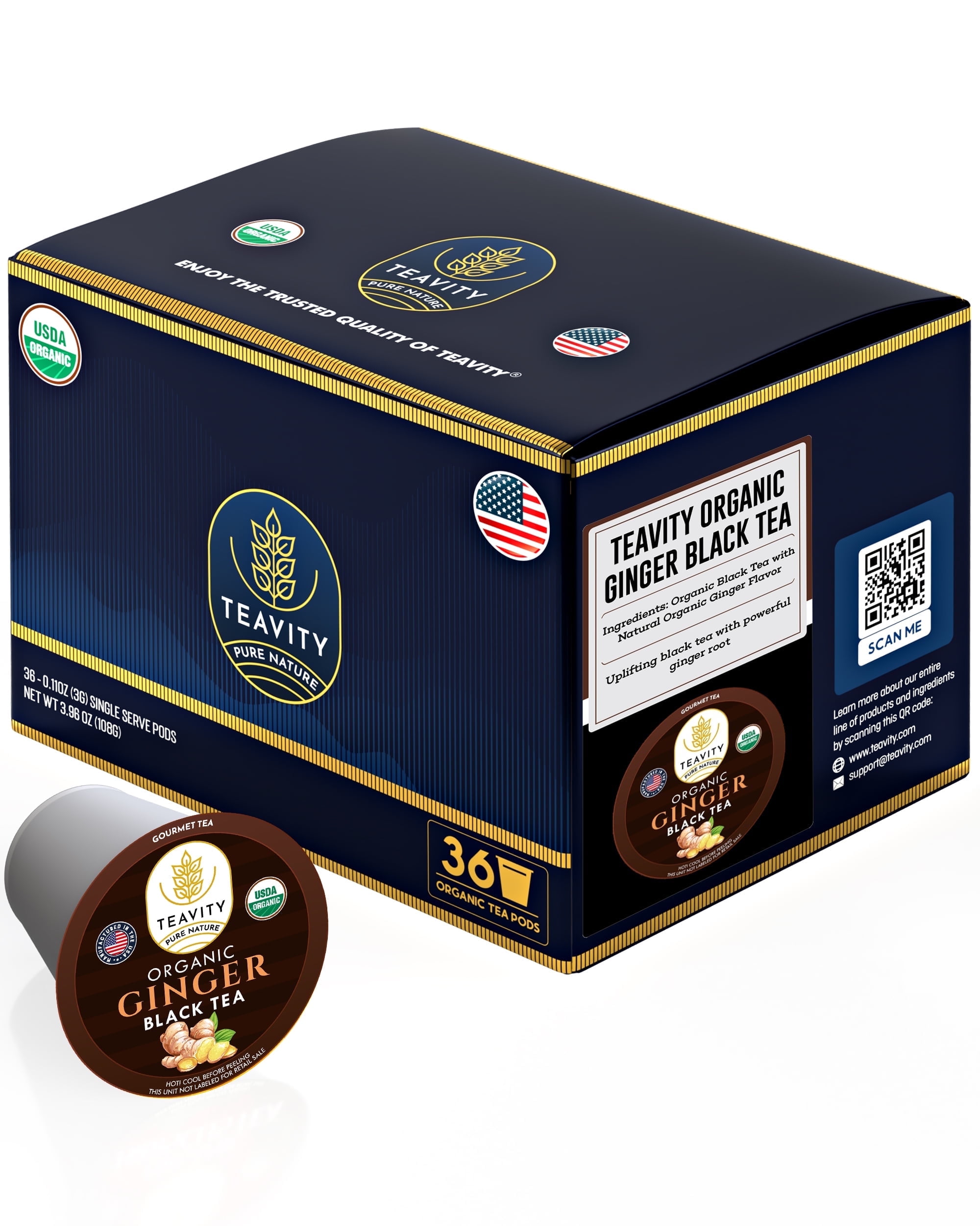 Organic Ginger Black Tea Pods Compatible with Keurig Brewers by Teavity ...