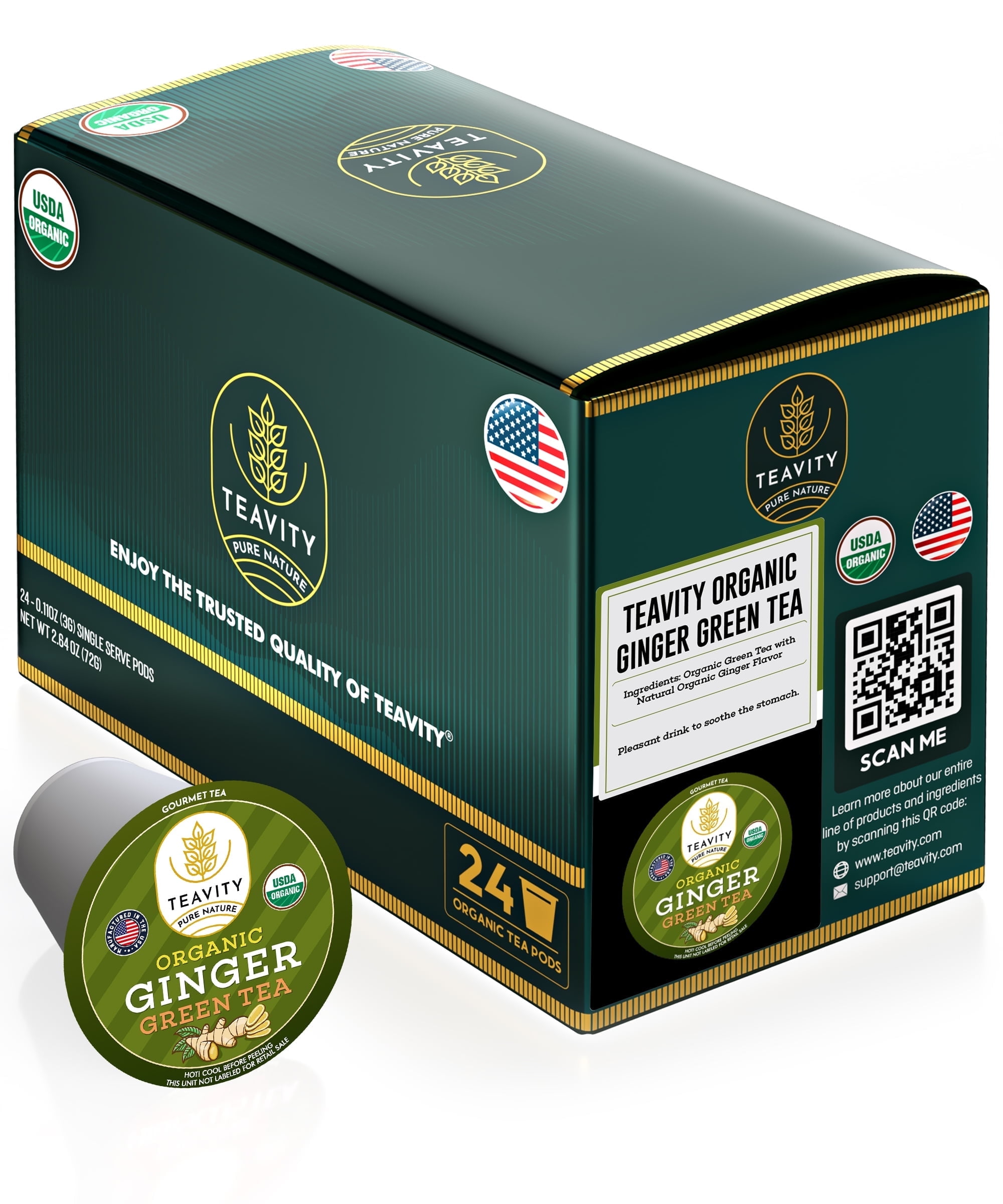 Organic Ginger Green Tea Pods for Keurig Brewers by Teavity - Naturally ...