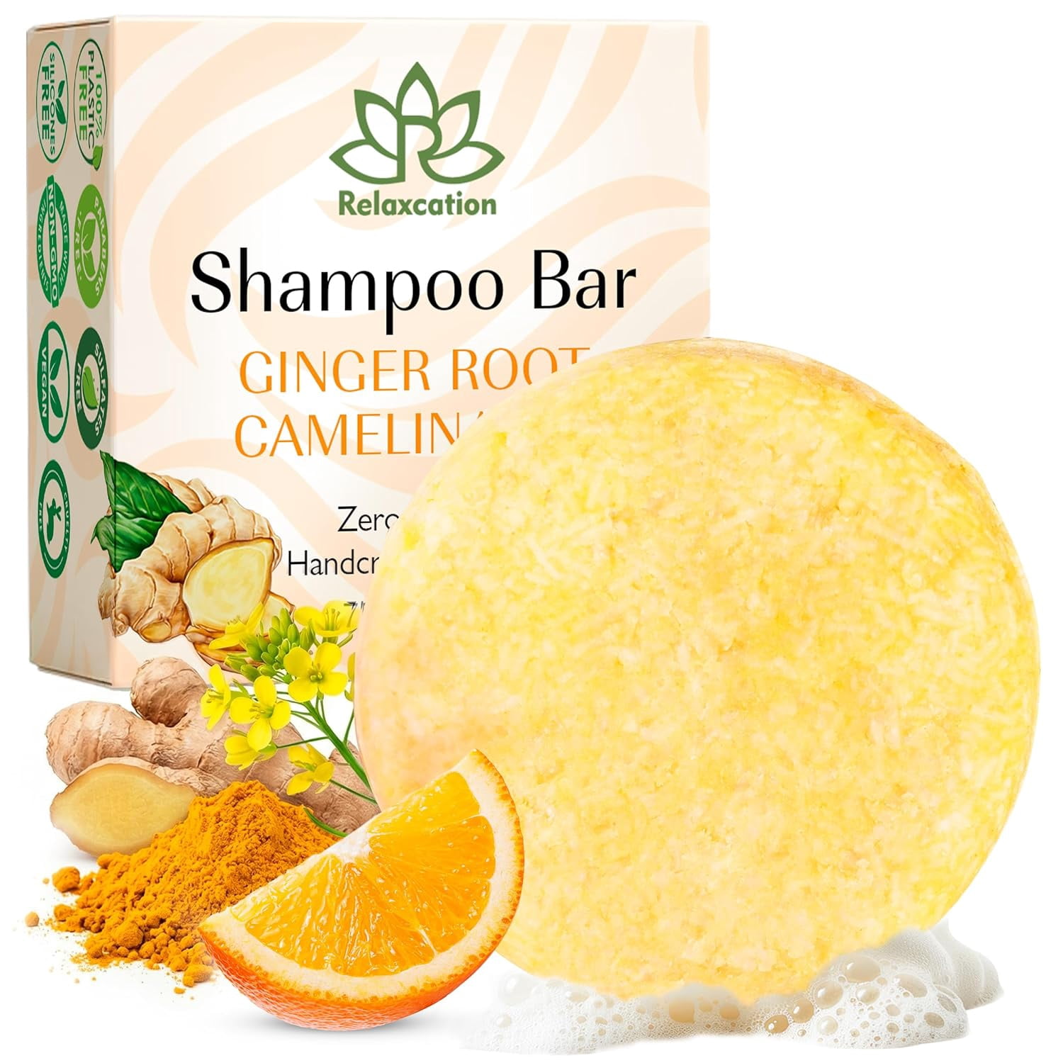 RELAXCATION Ginger Root Solid Shampoo Bar for Hair Growth, Handmade ...
