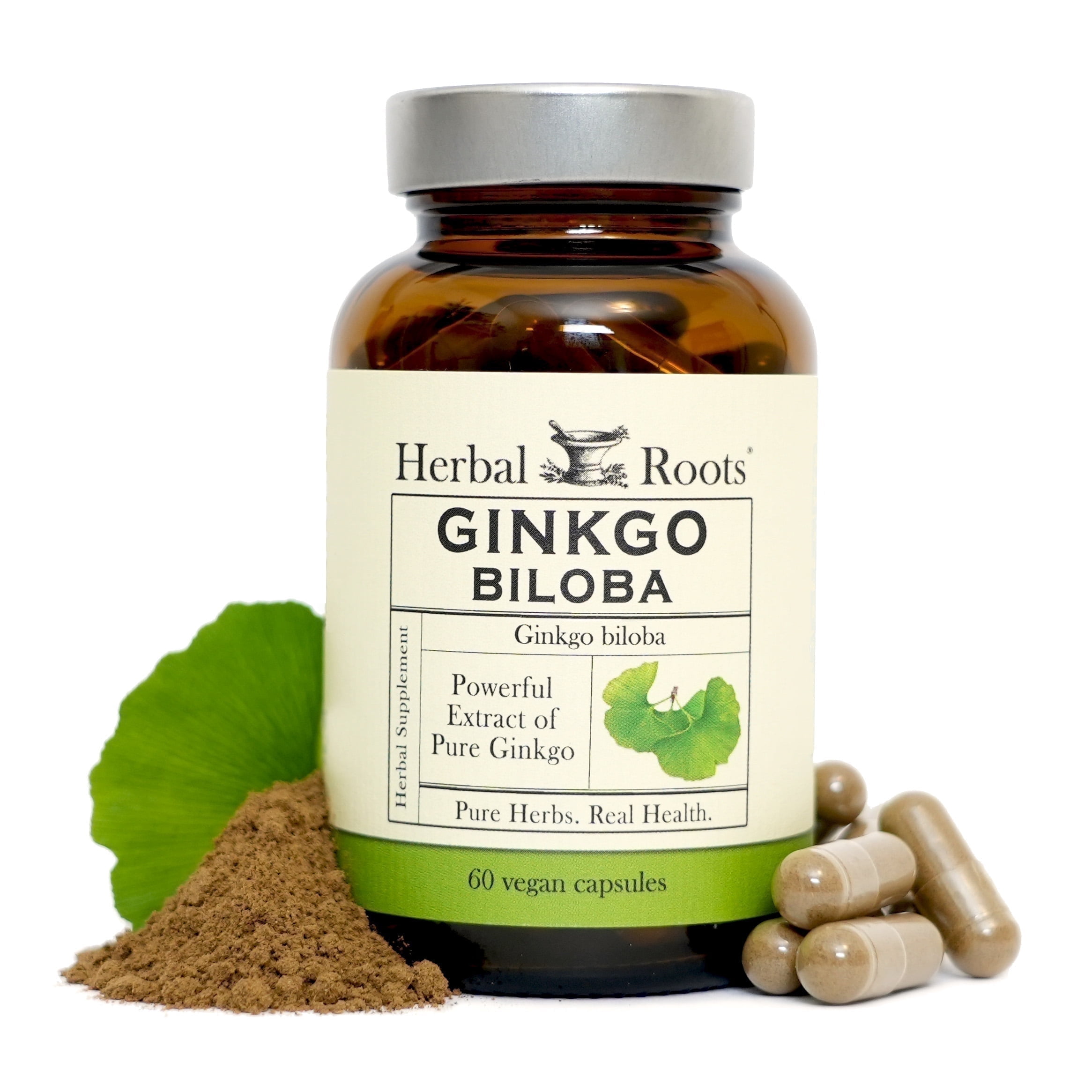 Herbal Roots Organic Ginkgo Biloba | 1,400mg/Serving | 60 Vegan ...