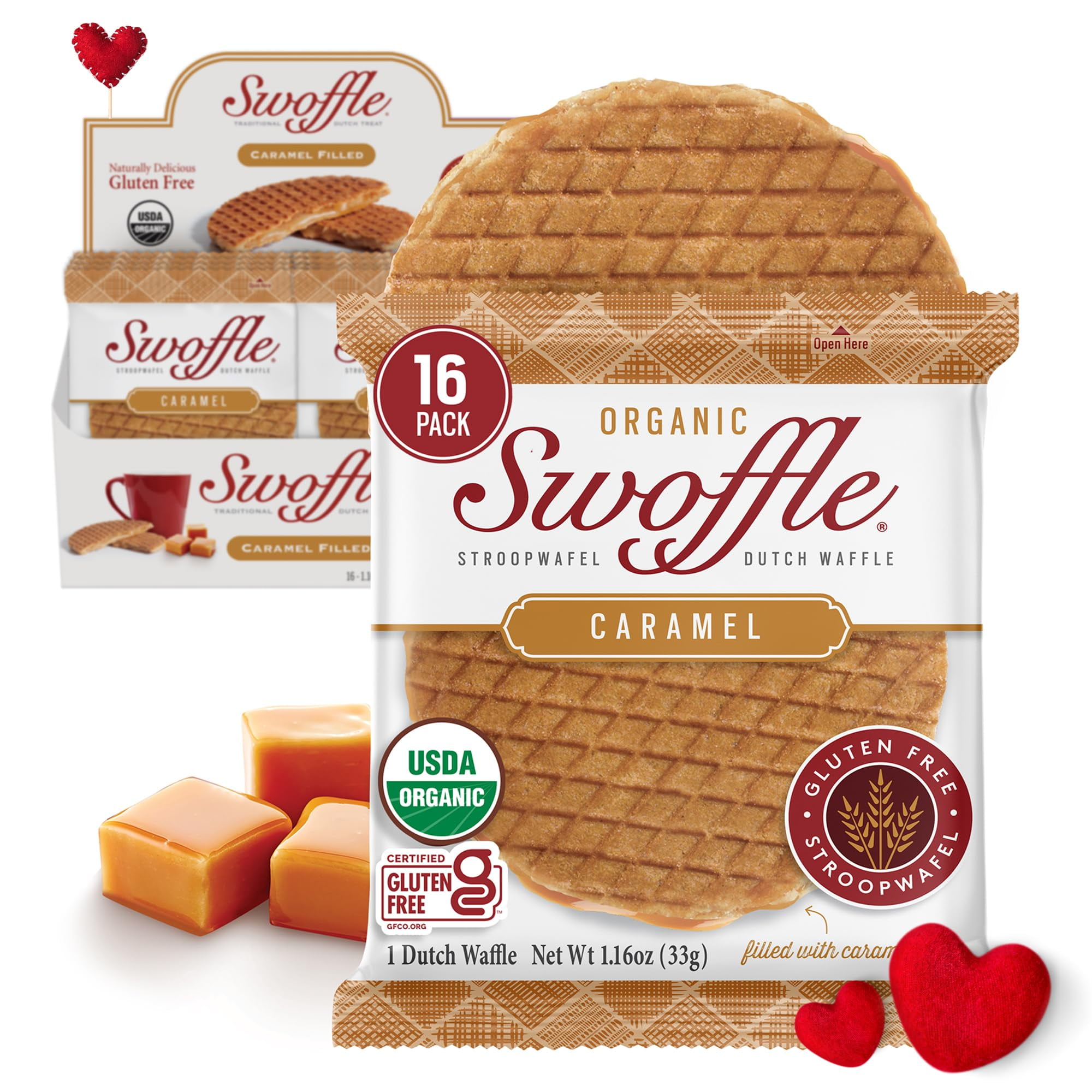 Organic Gluten Free Stroopwafels CM31 by Swoffle - Caramel Filled | (16 ...
