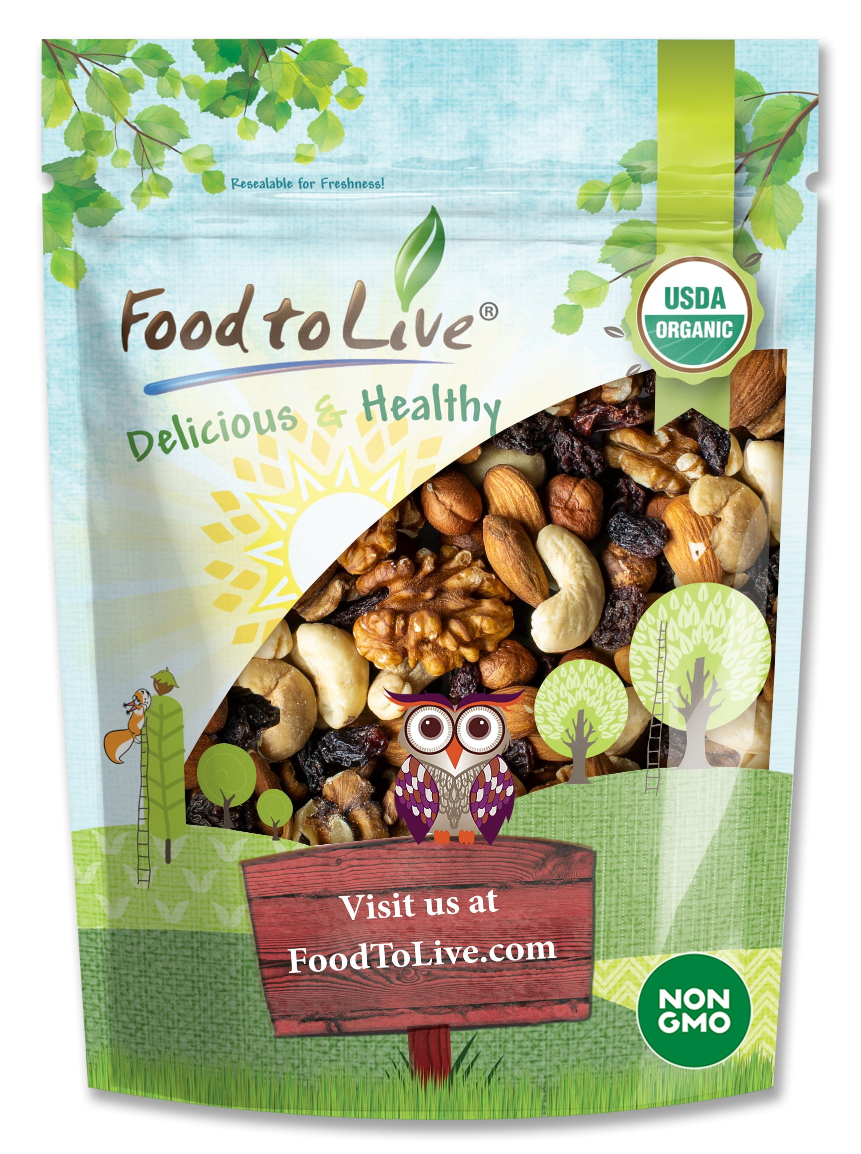 Food to Live Organic Go Raw Trail Mix, Vegan, Kosher, Protein-Rich Nuts ...