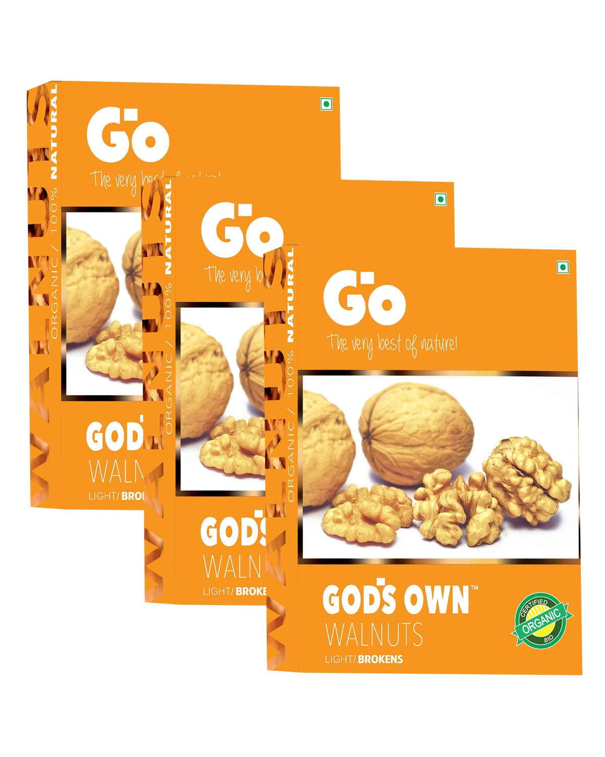 Organic God's Own Walnuts Extra Light Broken Walnut By Go 750gm, (250gm * Pack Of 3 ...