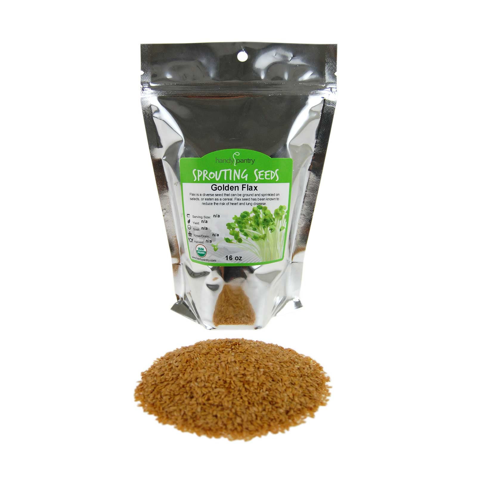 Organic Golden Flax Seeds - 1 Lb Resealable Bag - Yellow / Gold ...
