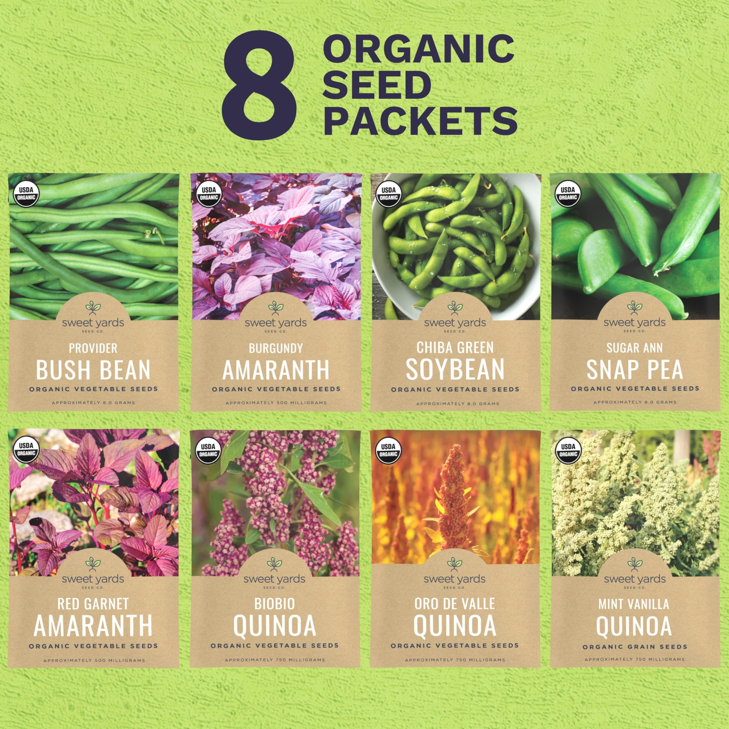 Organic Grain & FEV6 Protein Seeds Variety Pack - 7 Individual Season ...