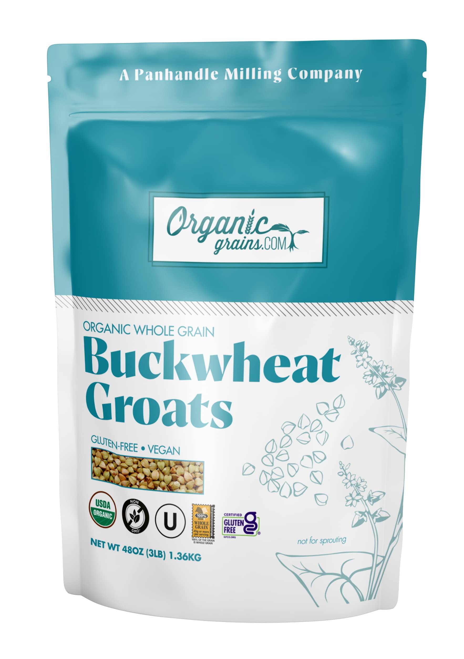 Organic Grains Organic Hulled KEF16 Buckwheat Groats - 3 Lbs. (48 Oz.) - The Top Organic ...