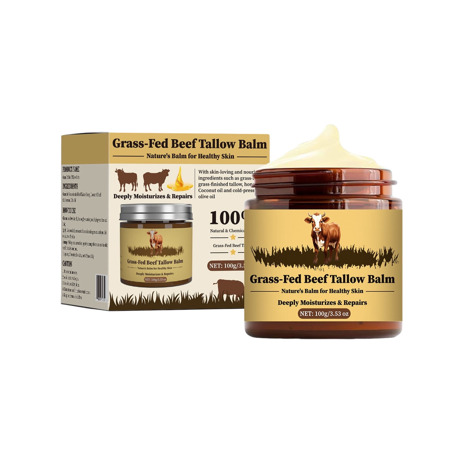 Organic Grass-Fed Beef Tallow Balm, Grass Fed Beef Tallow Face ...