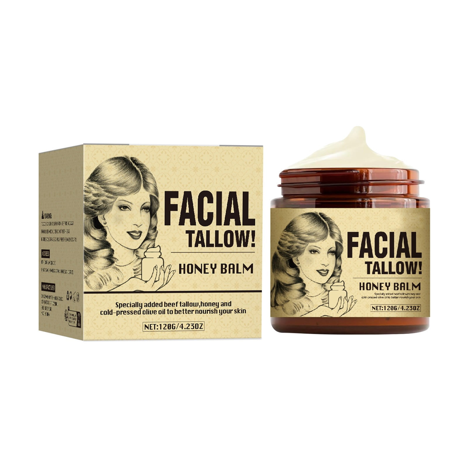 Organic Grass-Fed Beef Tallow Balm with Raw Honey - Moisturizing Cream ...