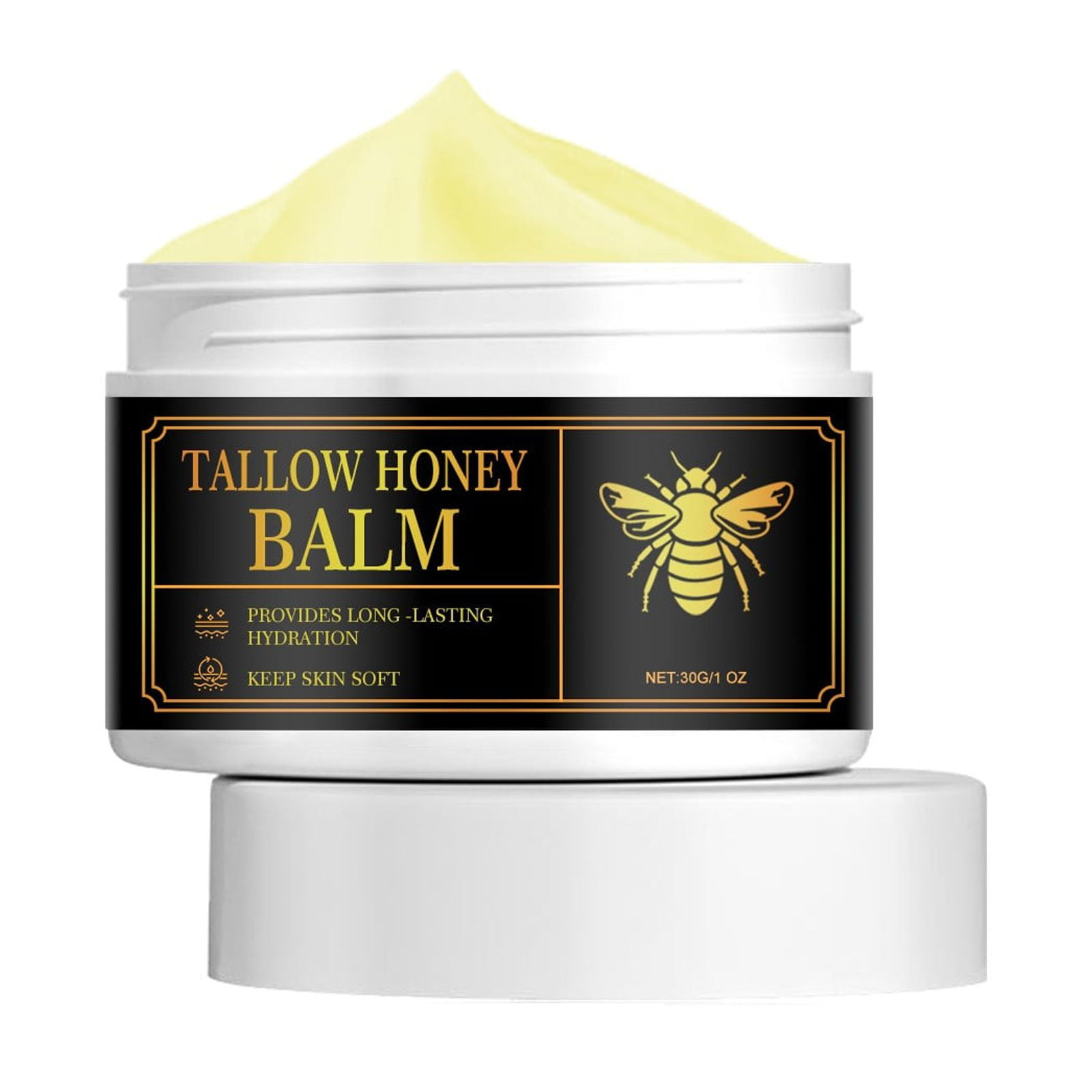 Organic Grass-Fed Beef Tallow Balm With Honey - Moisturizing Paste For ...