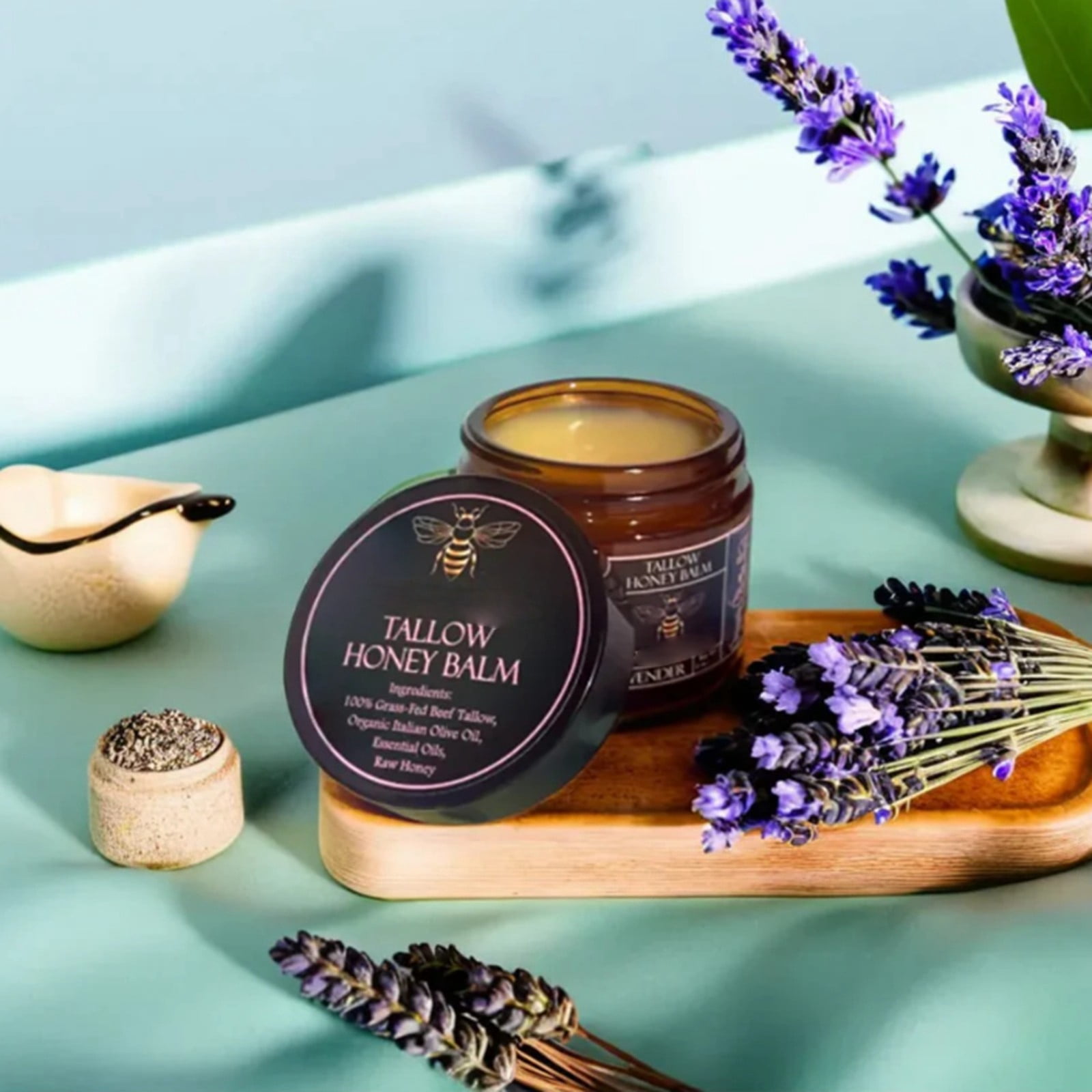 Organic Grass-Fed Beef Tallow Balm with Raw Honey - Moisturizing Cream ...