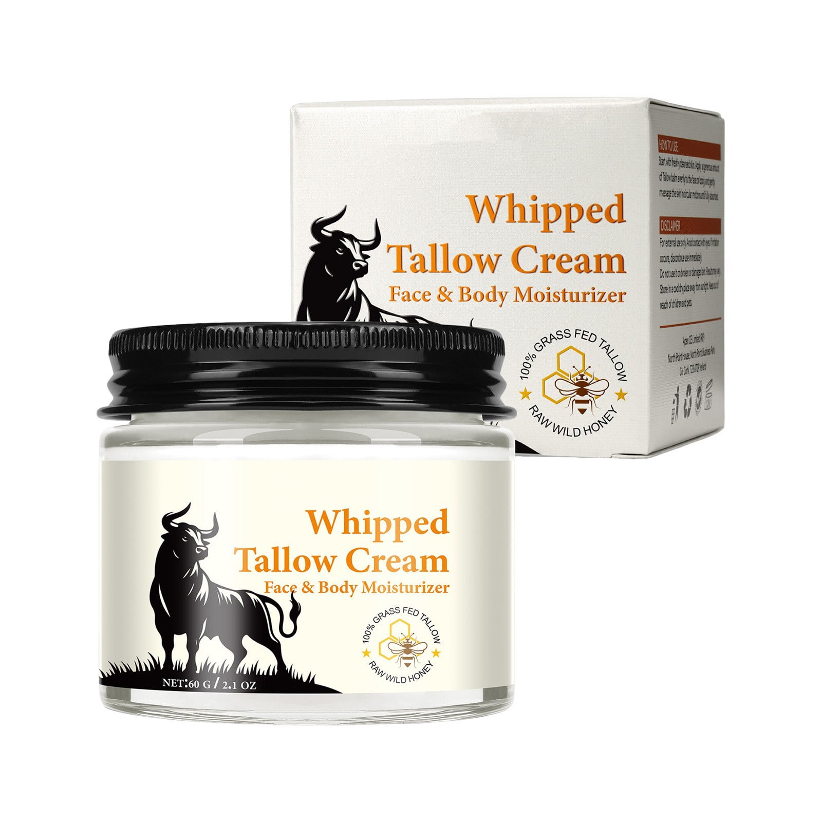 Organic Grass-Fed Beef Tallow Balm with Raw Honey - Moisturizing Cream ...