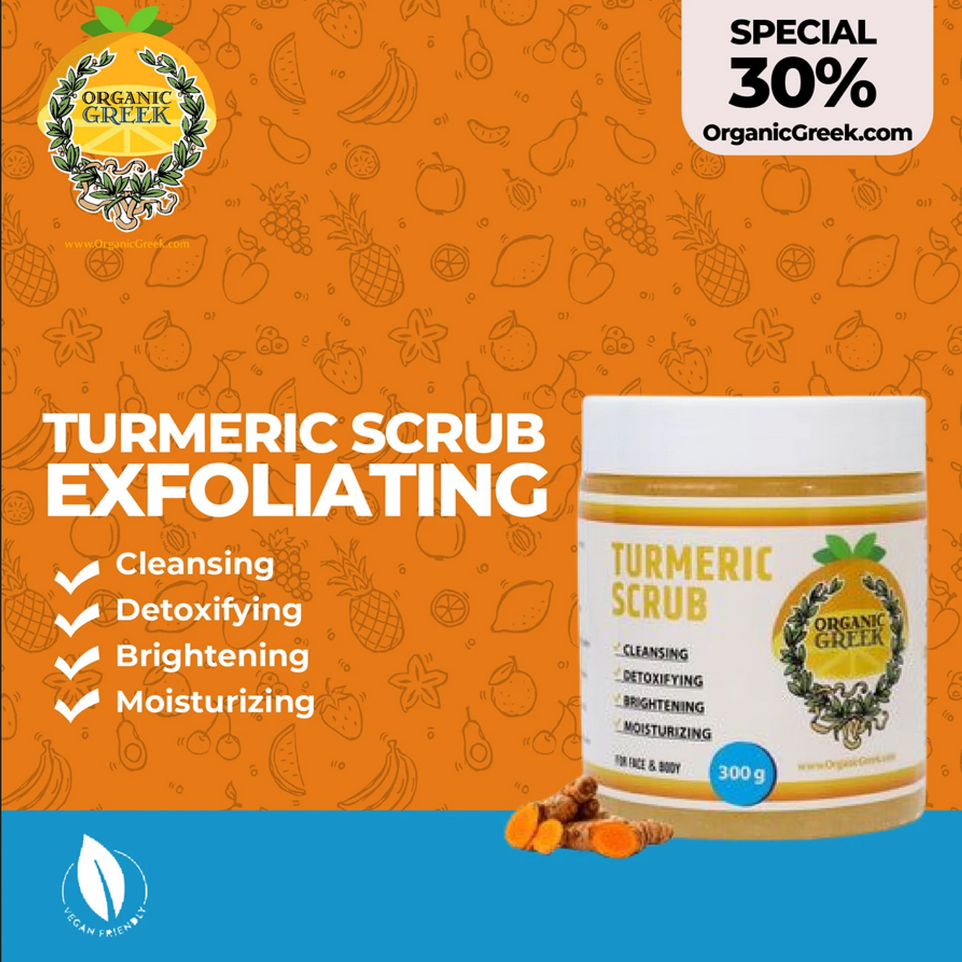 Organic Greek Turmeric Scrub Exfoliating and Moisture Antioxidant for ...
