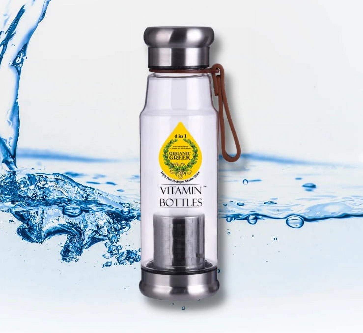 Organic Greek Vitamin Bottles. Hydrogen Alkaline Generator Water + Filter 4 in 1 Design 450mL ...