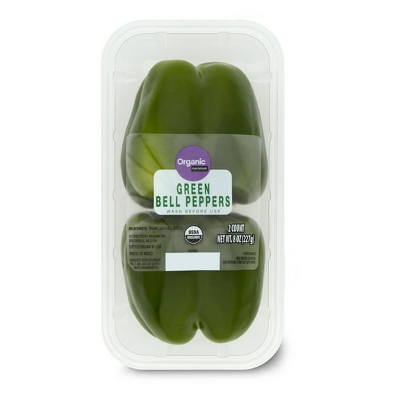 Marketside Organic Green Bell Peppers, Rich in Vitamin C, 2-Pack ...