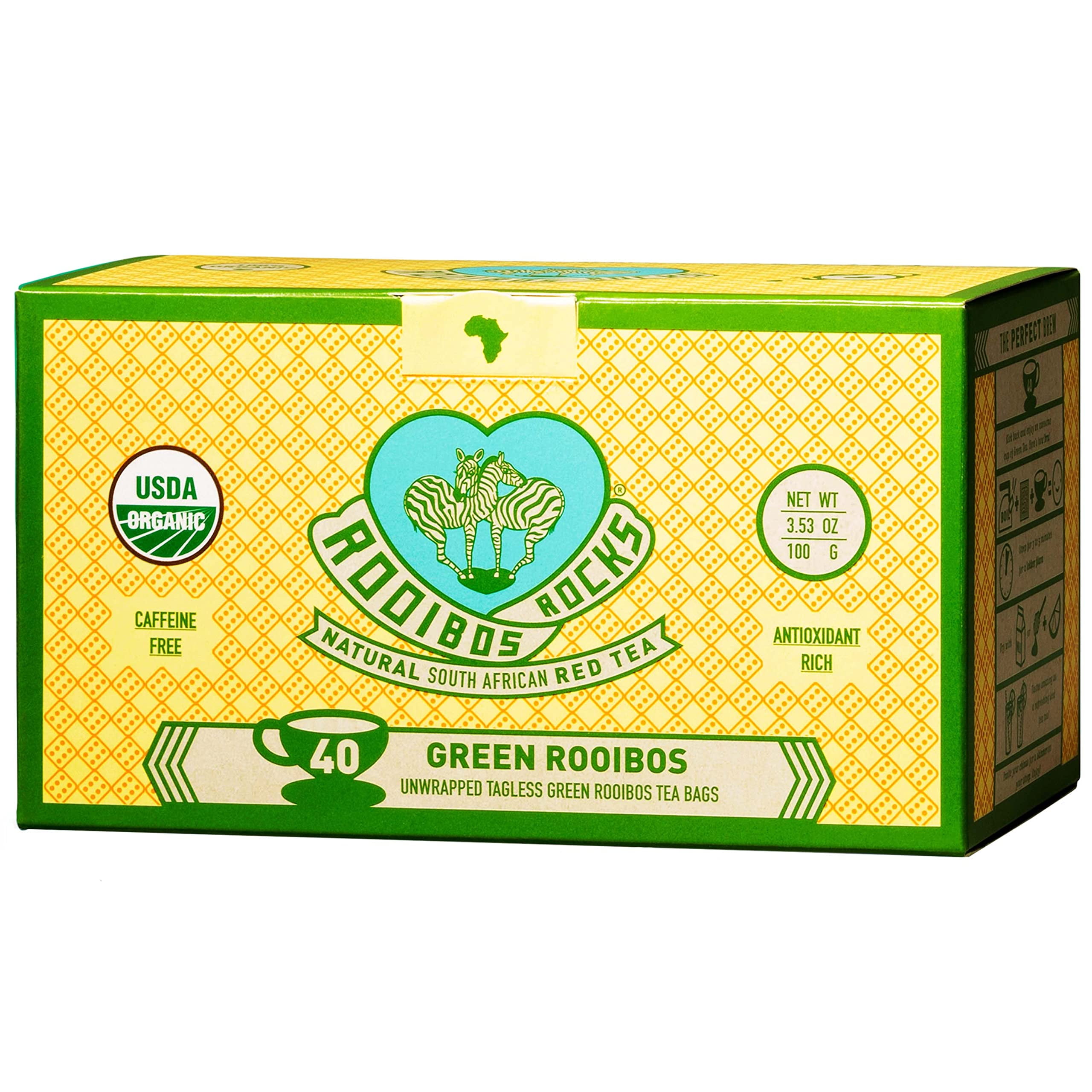 Organic Green Rooibos Tea - 40 Rooibos Green Tea Bags â€“ Naturally ...