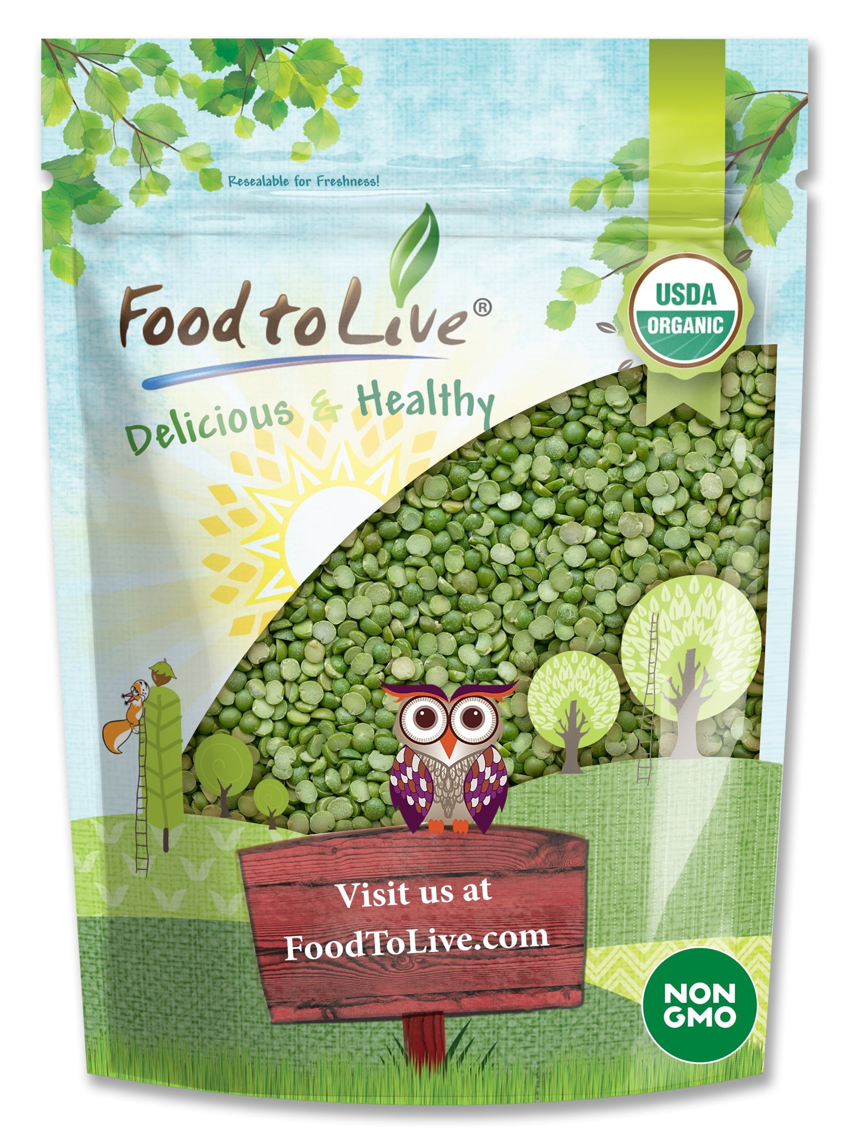 Organic Green Split Peas, 1 lb -- Non-GMO, Kosher, Raw, Vegan - Walmart ...