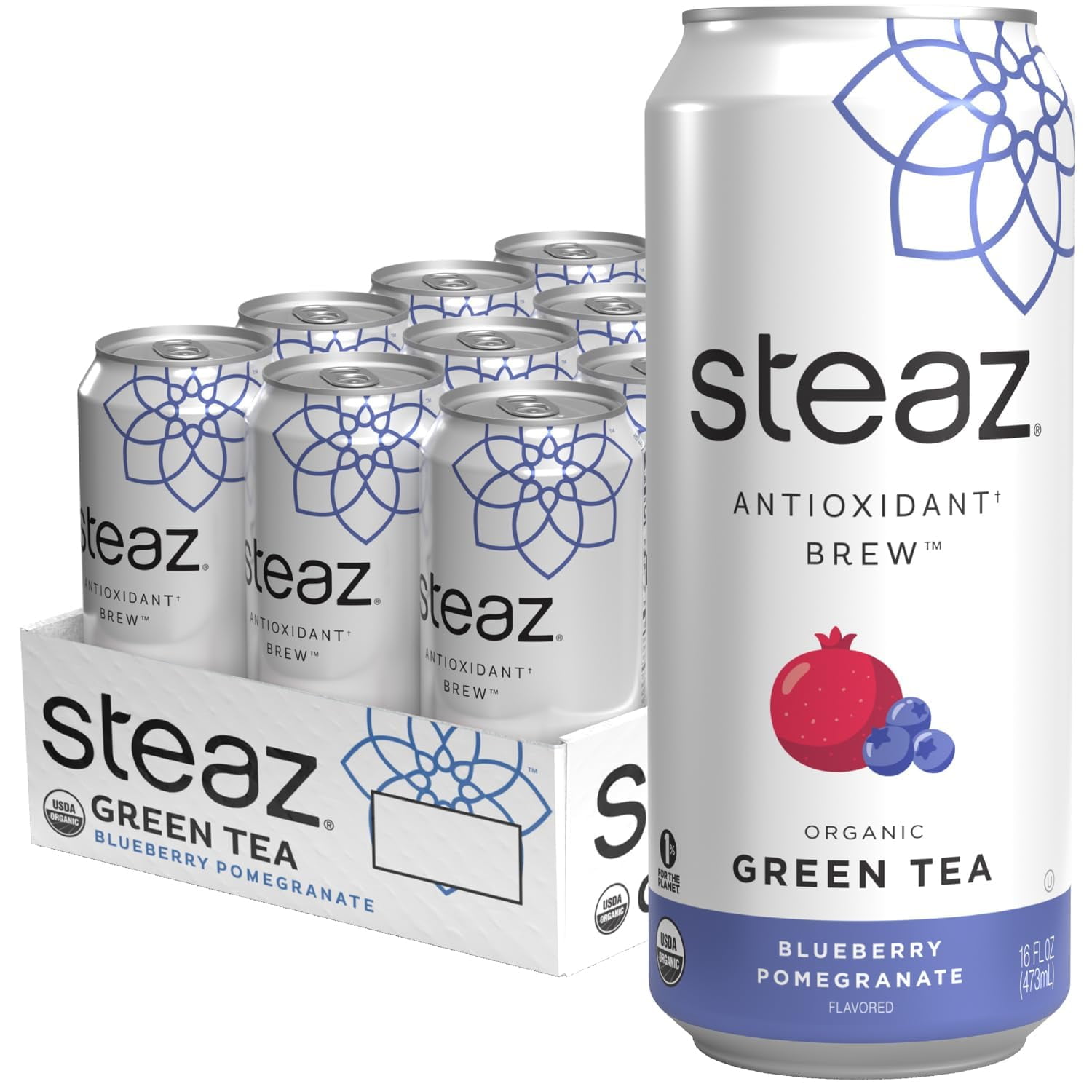 Organic Green Tea Blueberry Pomegranate (12 Pack) Antioxidant Brew 65mg ...