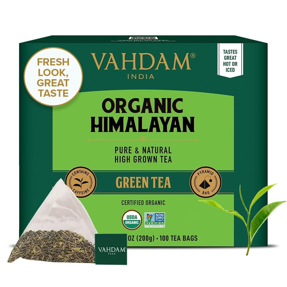 Organic Green Tea Leaves From Himalayas (100 Plant Based Pyramid Tea ...