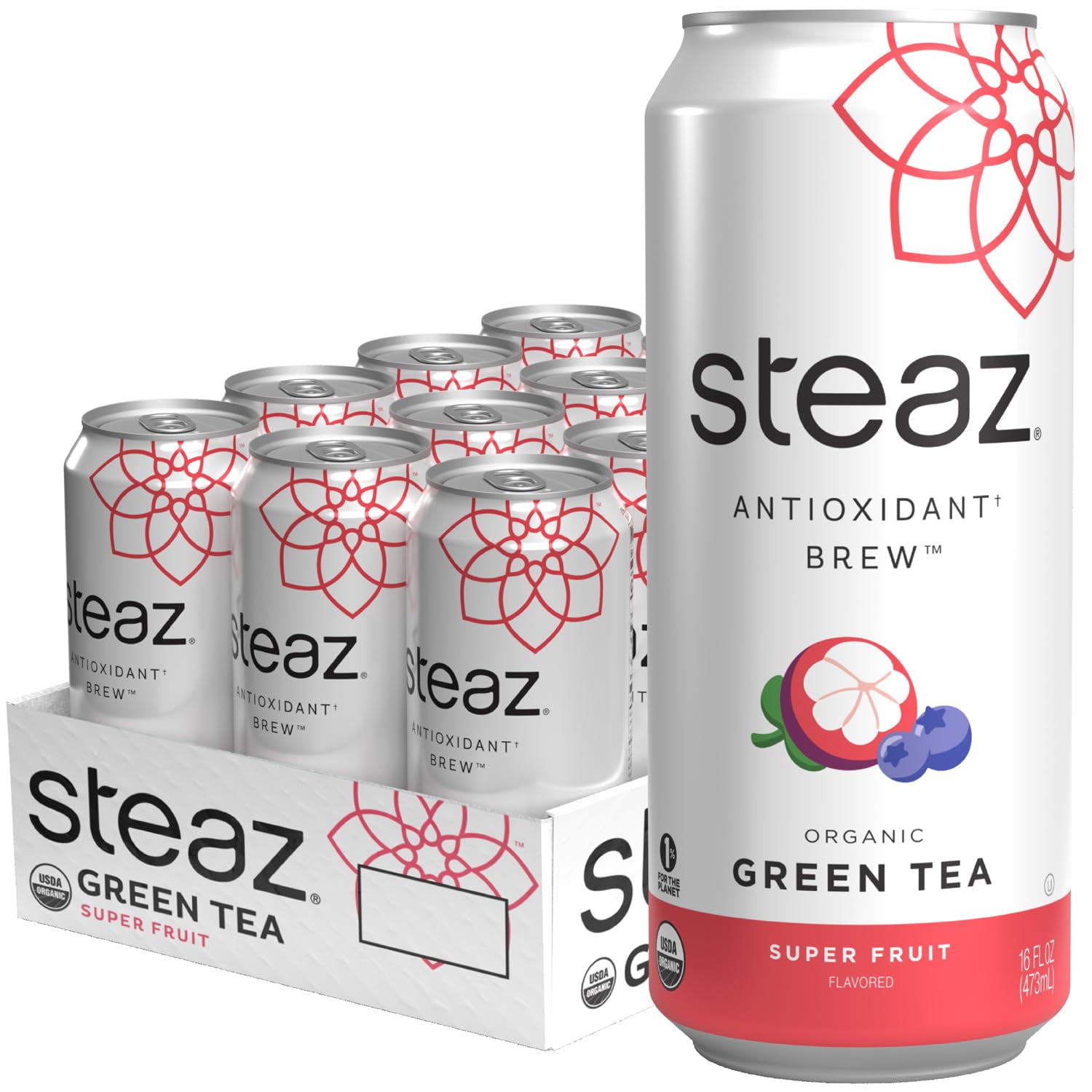 Organic Green Tea Superfruit (12 Pack) Antioxidant Brew 65mg Natural ...