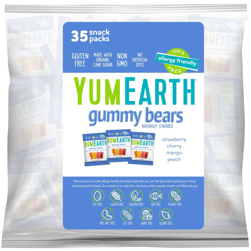 Organic Gummy Bears - Fruity Gummy Candy Snack Packs, Gluten Free ...