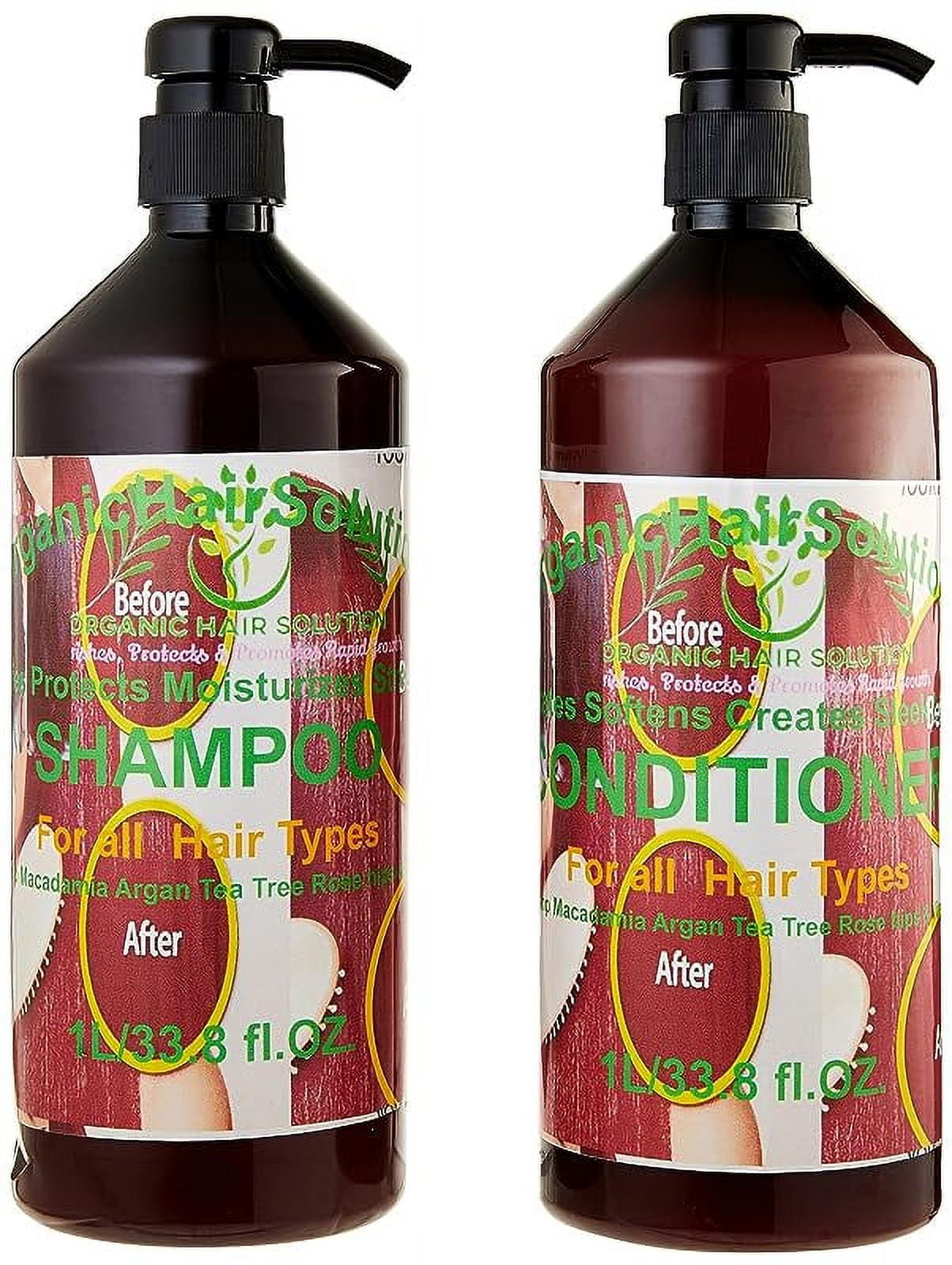 Organic Hair Solution Conditioner & Shampoo Set with Aloe Vera, Vitamin ...