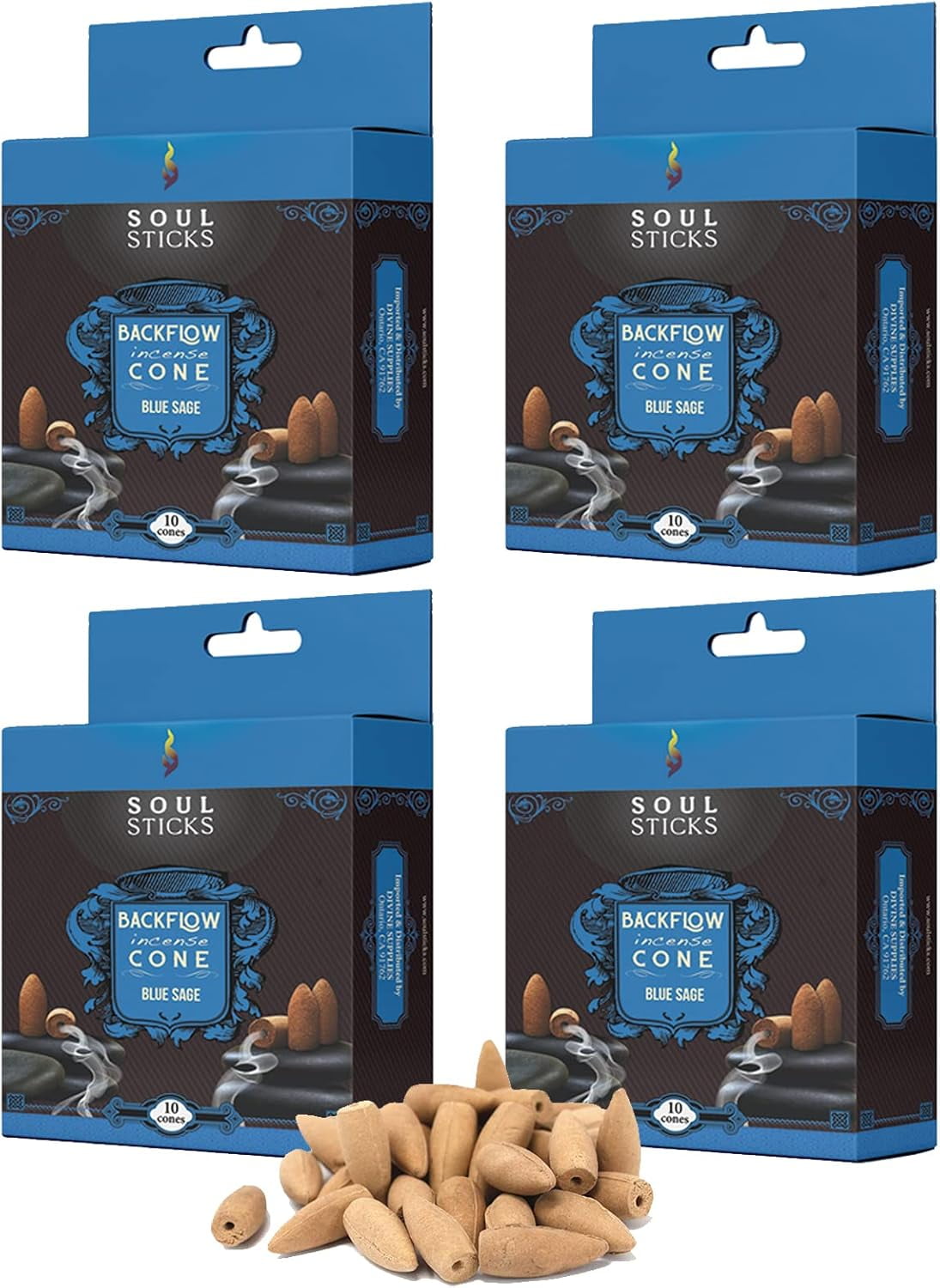 Organic Handcrafted Backflow Incense Cones 40 Count Set with 4 Long ...