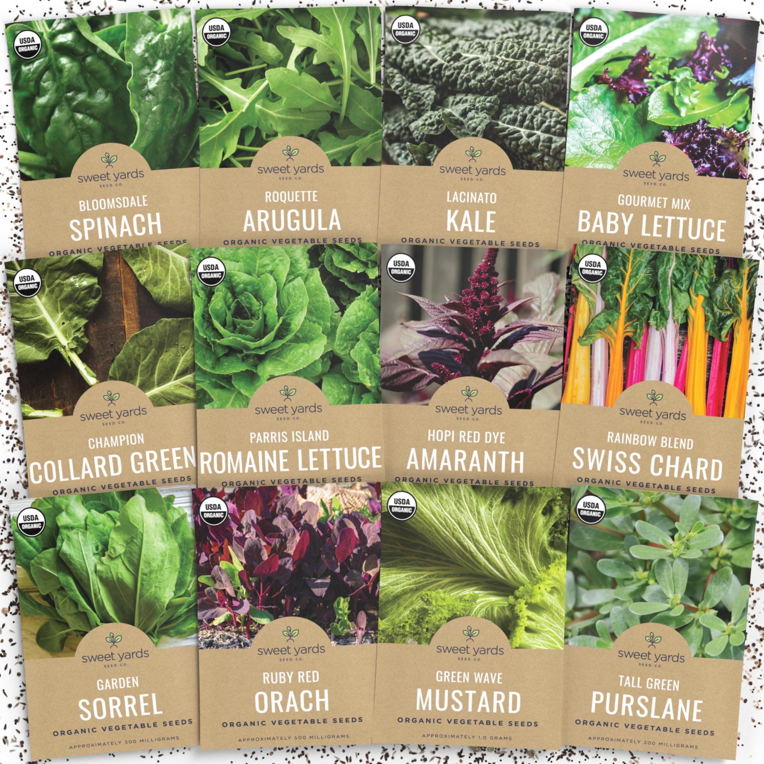 Organic Healthy Greens Garden Seeds Variety Pack - Non-GMO USDA ...