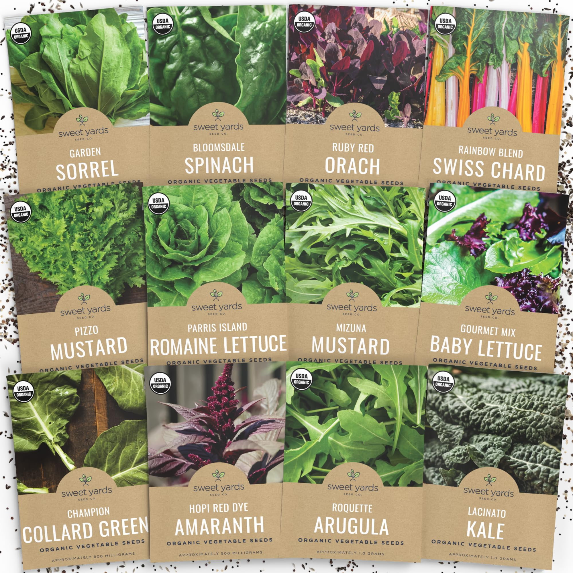 Organic Healthy GreensEGSC Seeds Variety Pack - 12 Individual Packs ...
