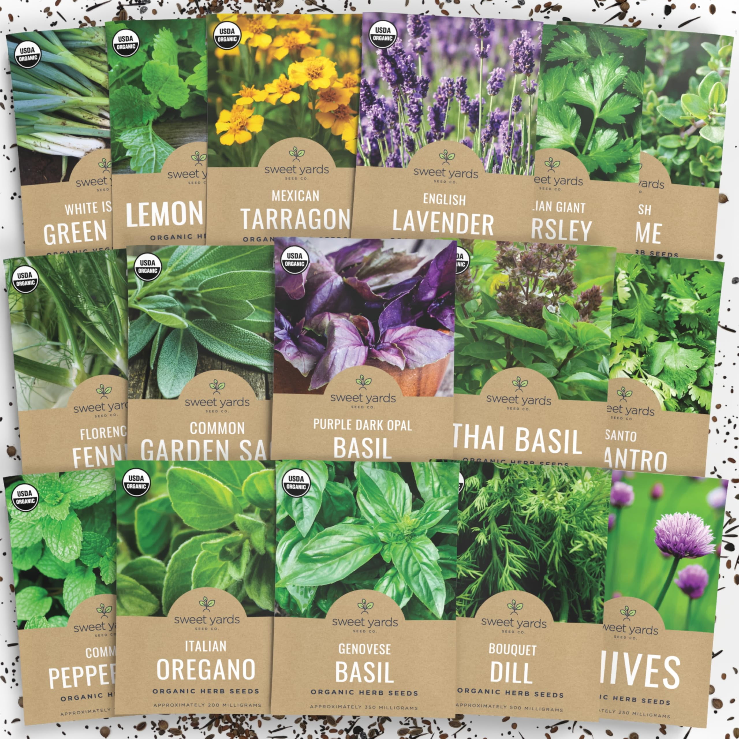 Organic Herb Seeds TWE5 Variety Pack - 16 Individual Packs - 2025 ...