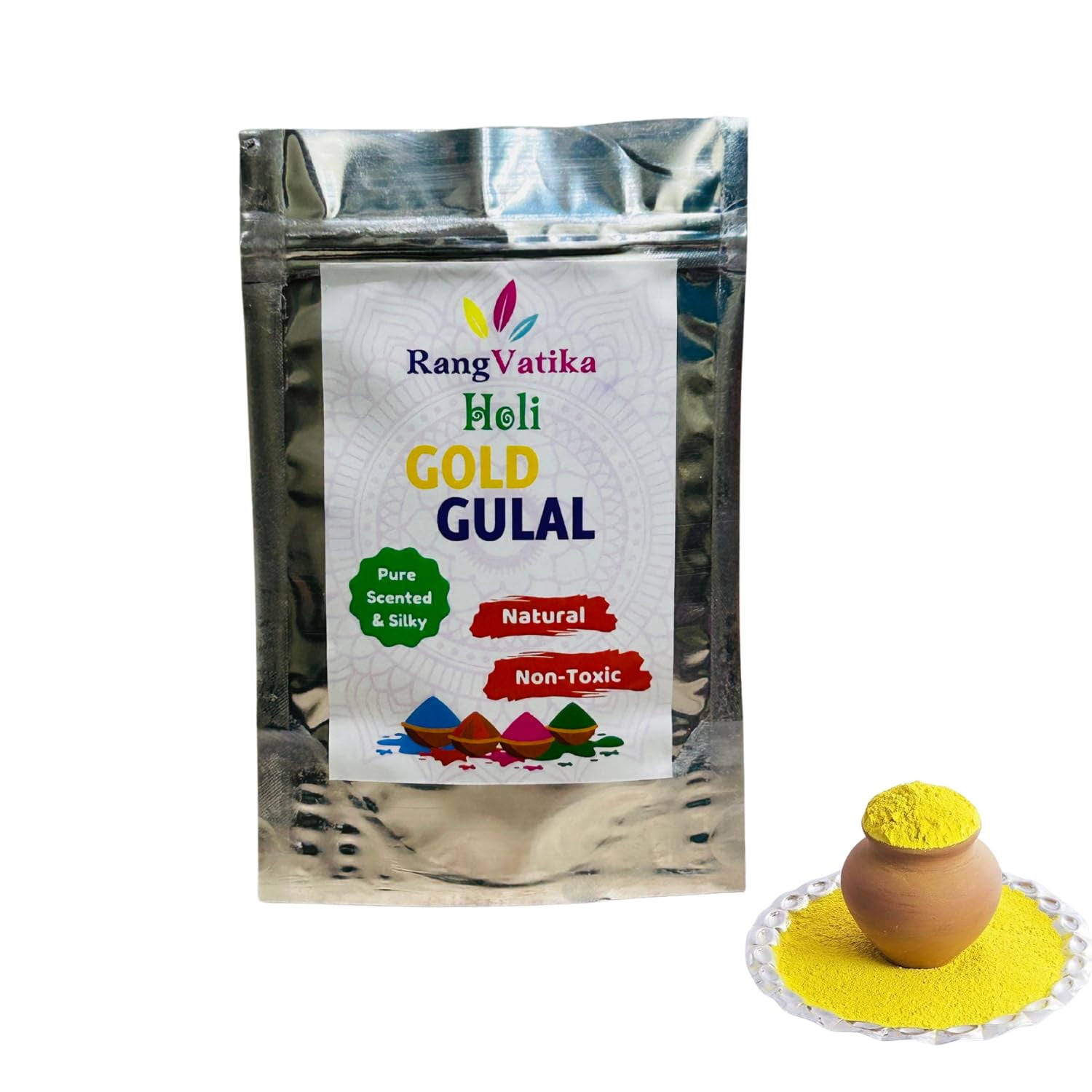 Organic Herbal Holi Gold Gulal Color For Holi Celebration - 400gm ...