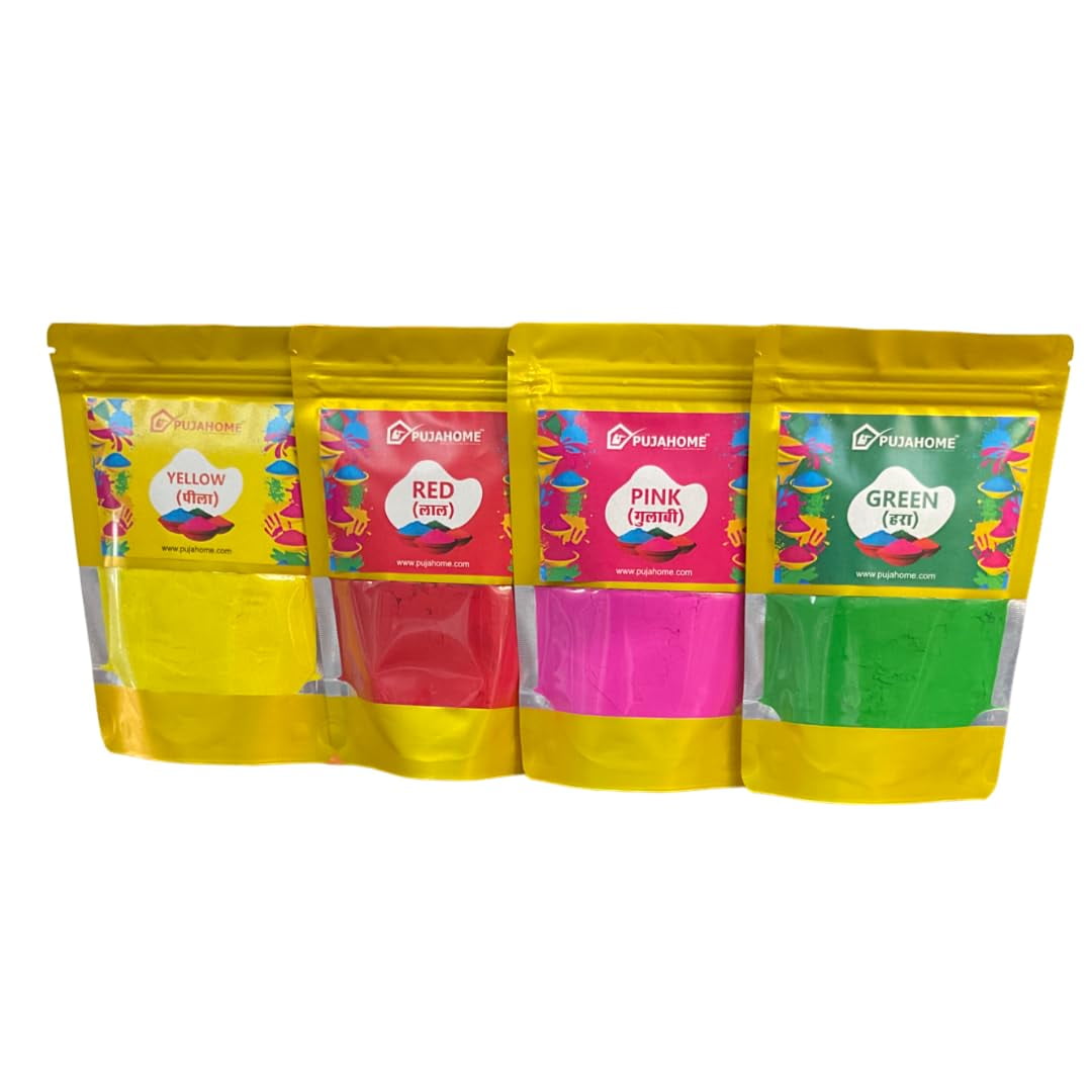 Organic Herbal Holi Gulal Color For Kids & Adults - Pack Of 4 X 100gm ...